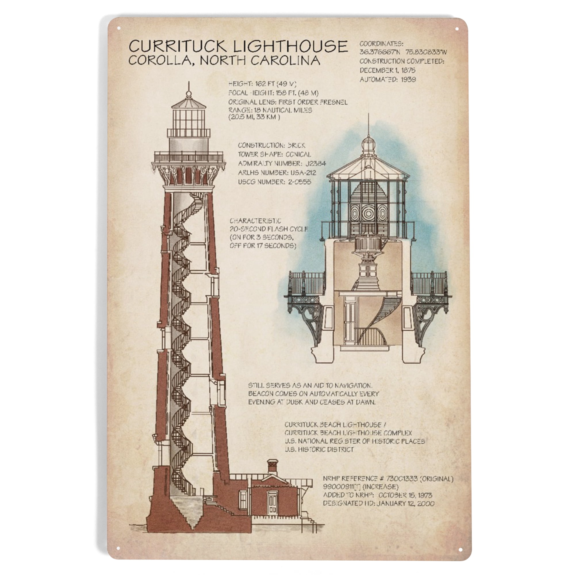 Outer Banks, North Carolina, Currituck Beach Lighthouse Technical ...