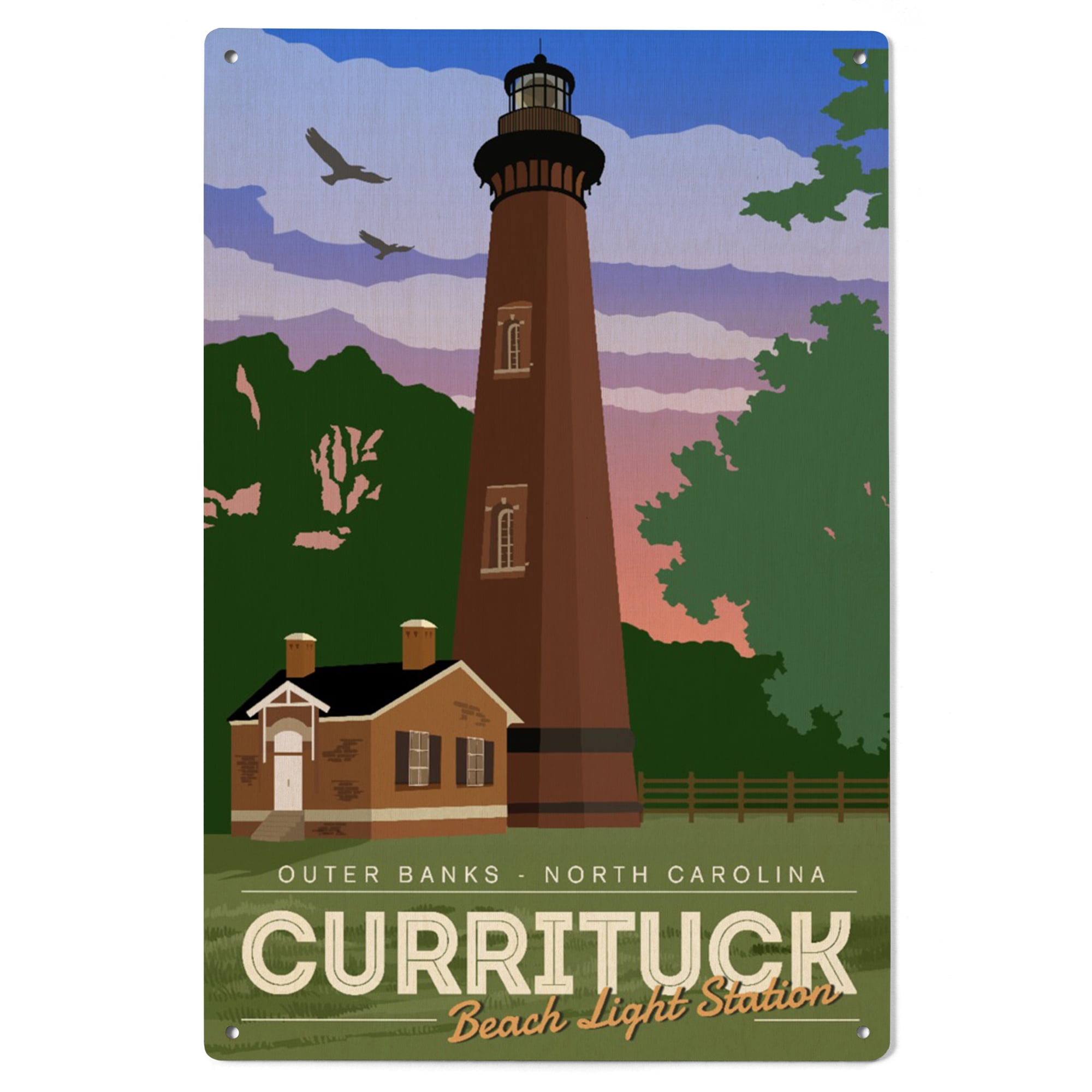 Outer Banks, North Carolina, Currituck Beach Lighthouse, Vector Style ...