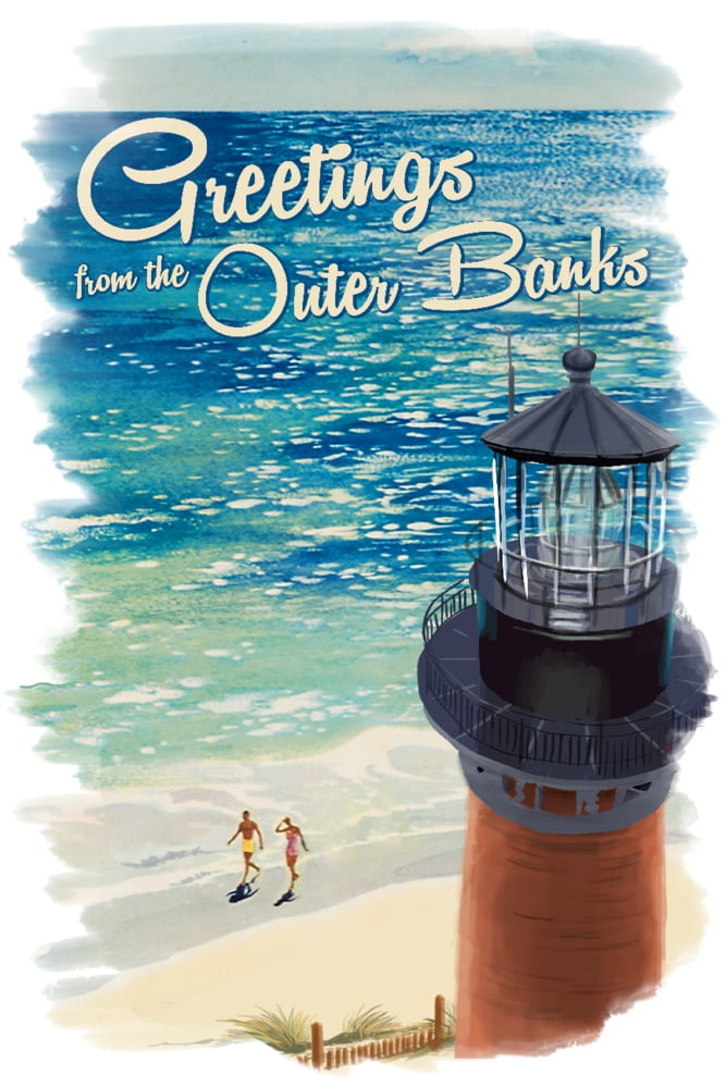 Outer Banks, North Carolina, Greetings, Beach, Ocean, and Lighthouse ...