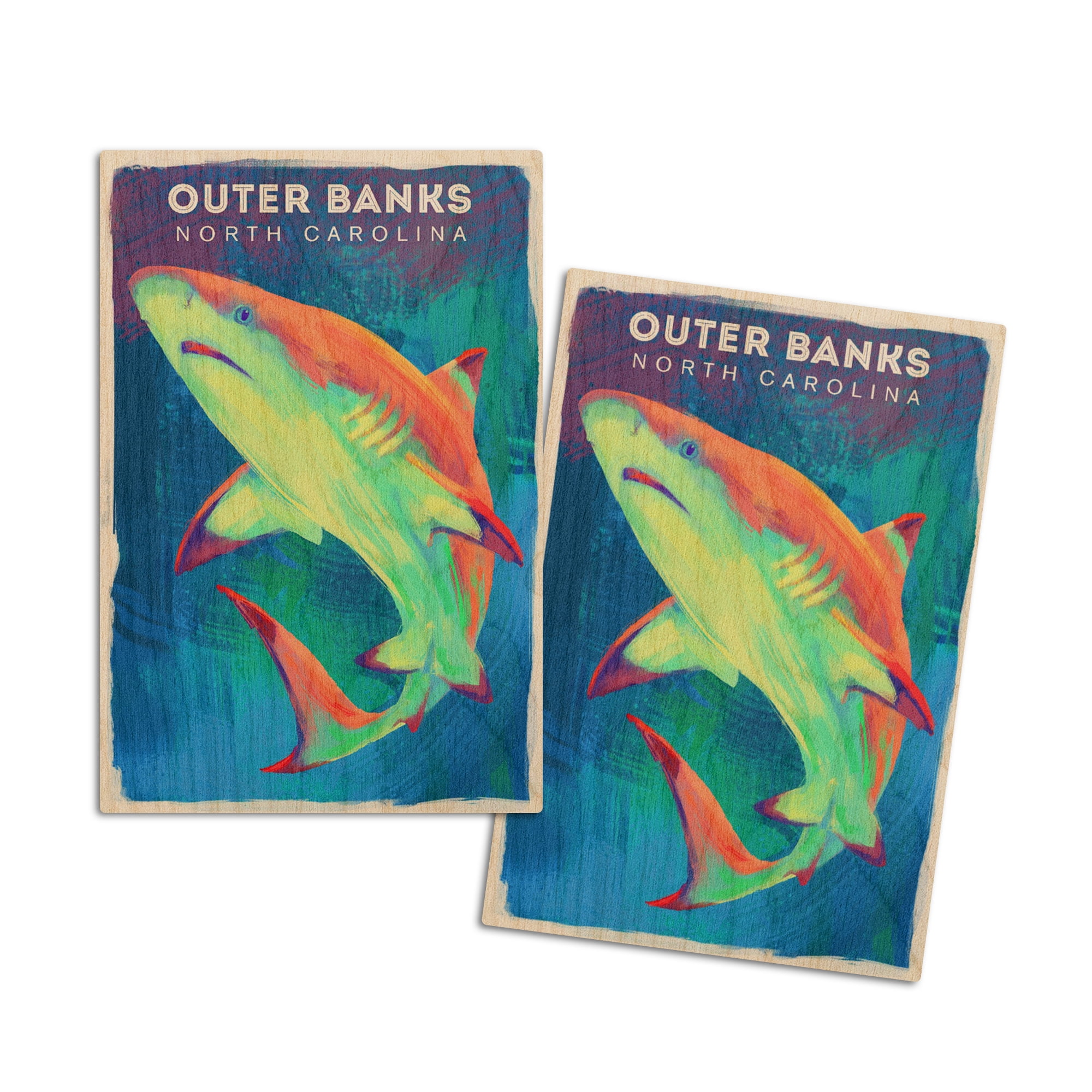 Outer Banks, North Carolina, Shark Vivd (4x6 Birch Wood Postcards, 2 ...