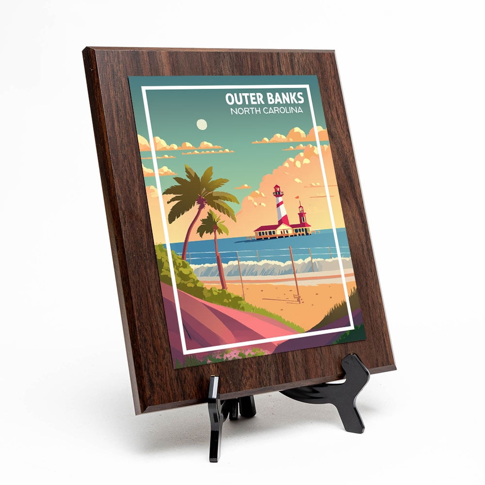 Outer Banks North Carolina, Wooden Frame 9x12 Decorative Wall Plaque ...