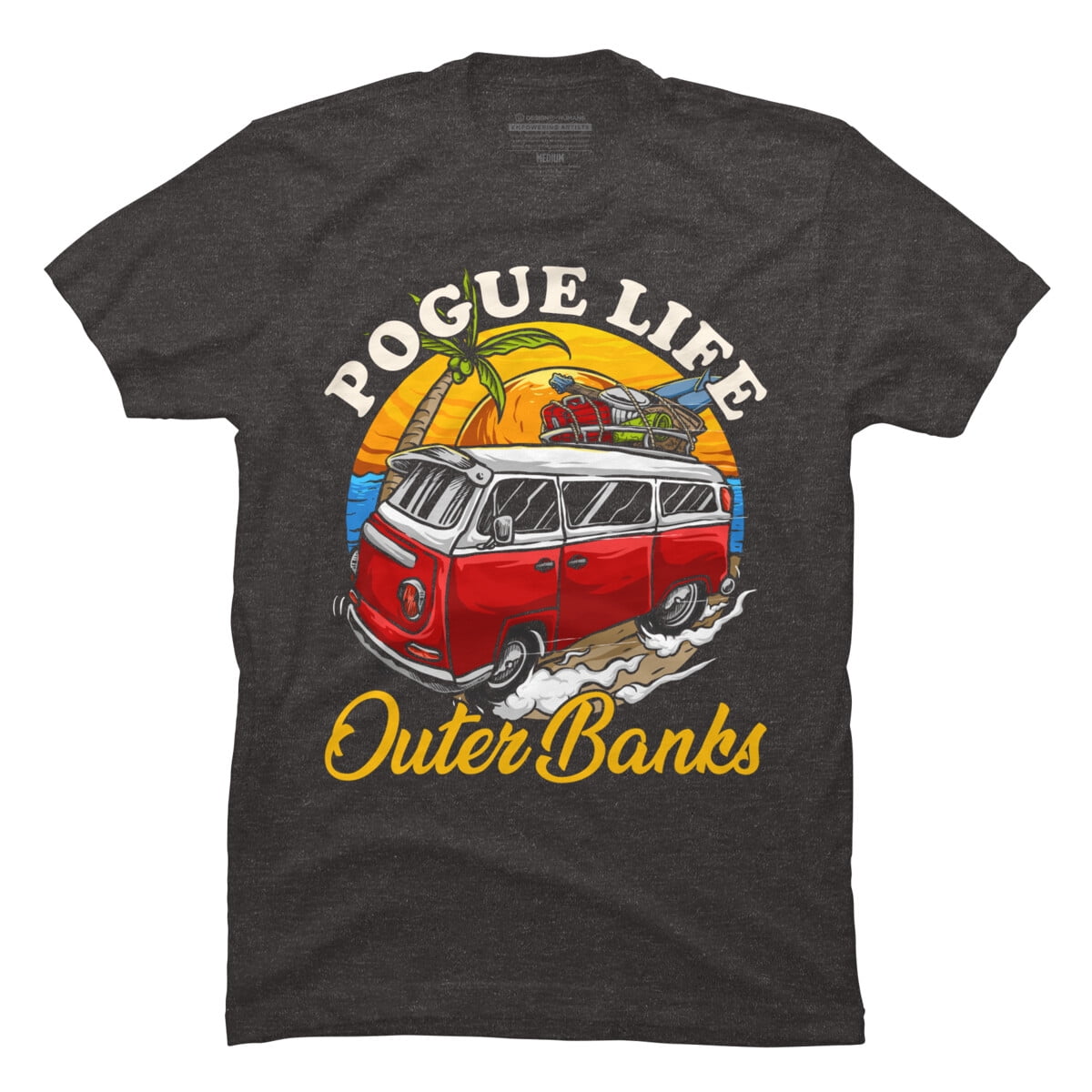 Outer Banks Pogue Life Outer Banks Surf Van OBX Fun Beach Mens Charcoal ...