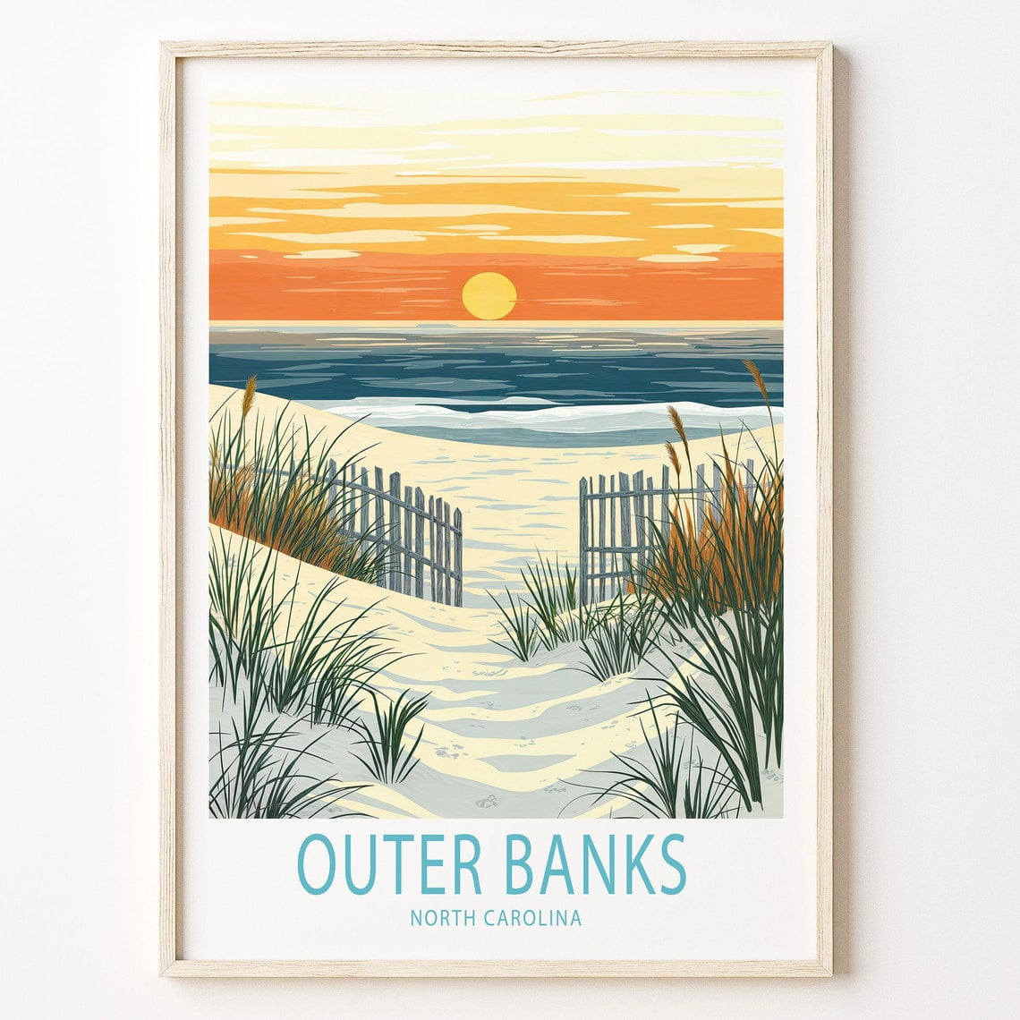Outer Banks Poster, Outer Banks North Carolina Travel Wall Art, North ...