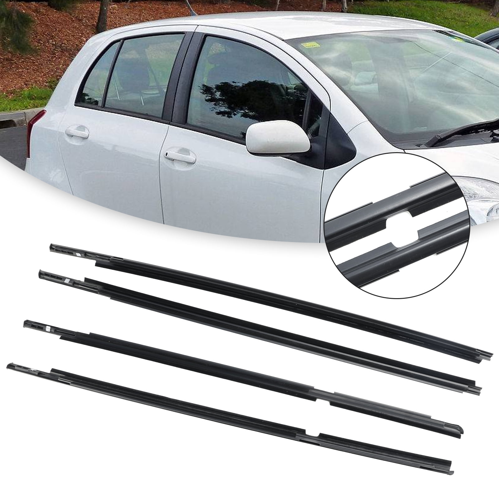 Outer Door Glass Weatherstrip Molding For Toyota Yaris Vitz 2005-2010 ...