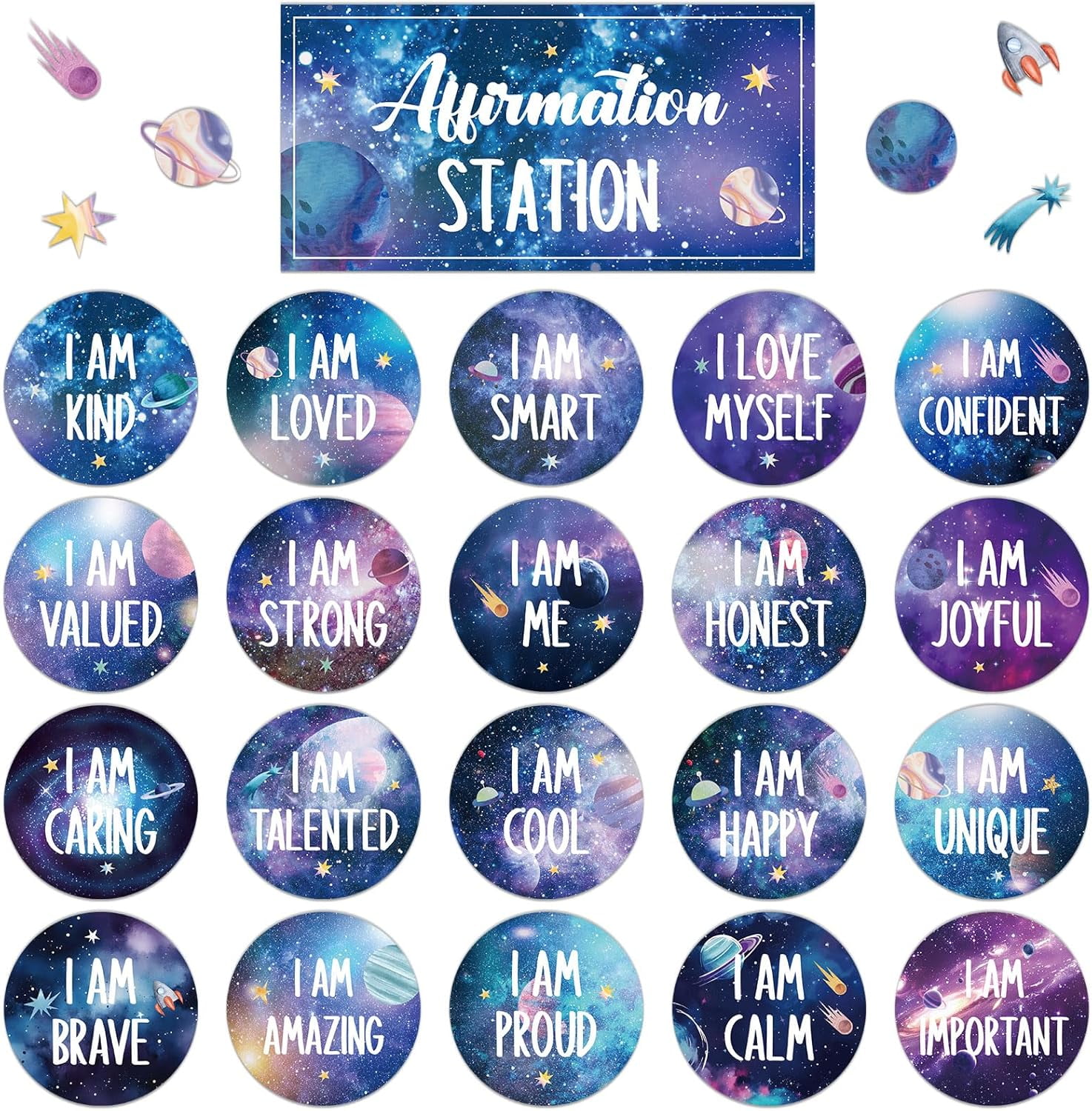 Outer Space Affirmation Station Bulletin Board Set Positive Bulletin ...