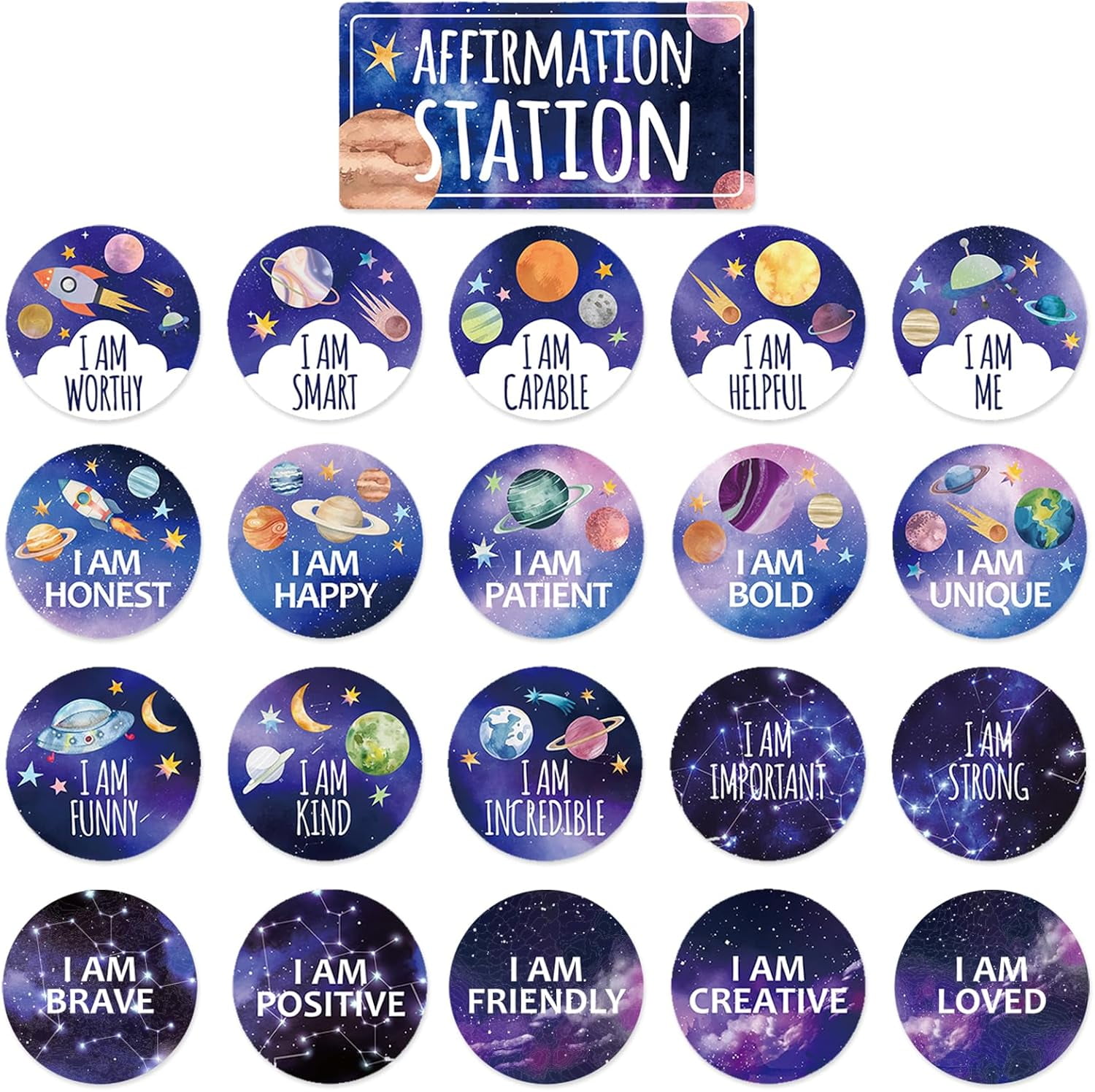 Outer Space Affirmation Station Bulletin Board Set, Positive Classroom ...
