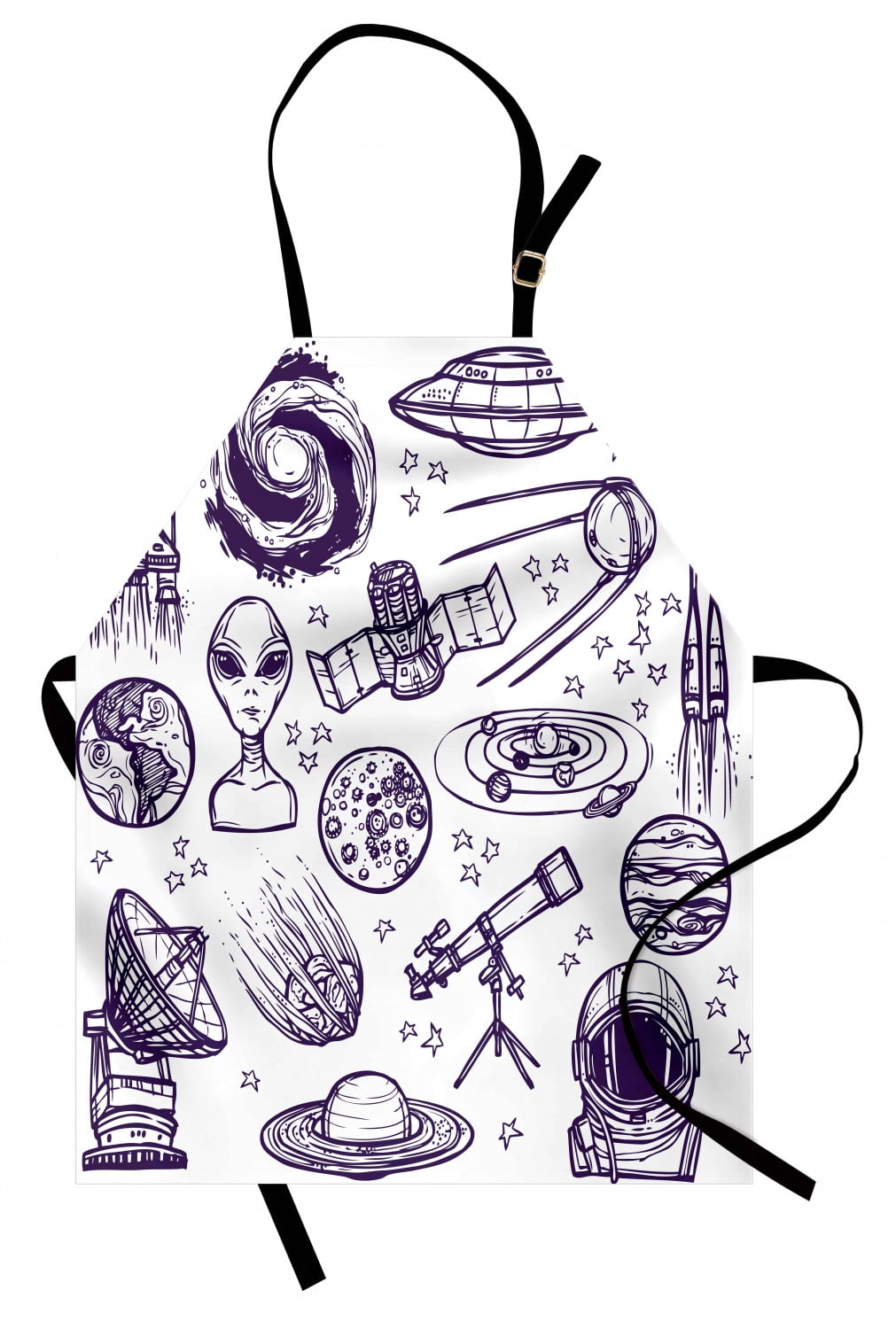 Outer Space Apron Minimalist Space Graphic Satellite Orbit Radar Saturn ...