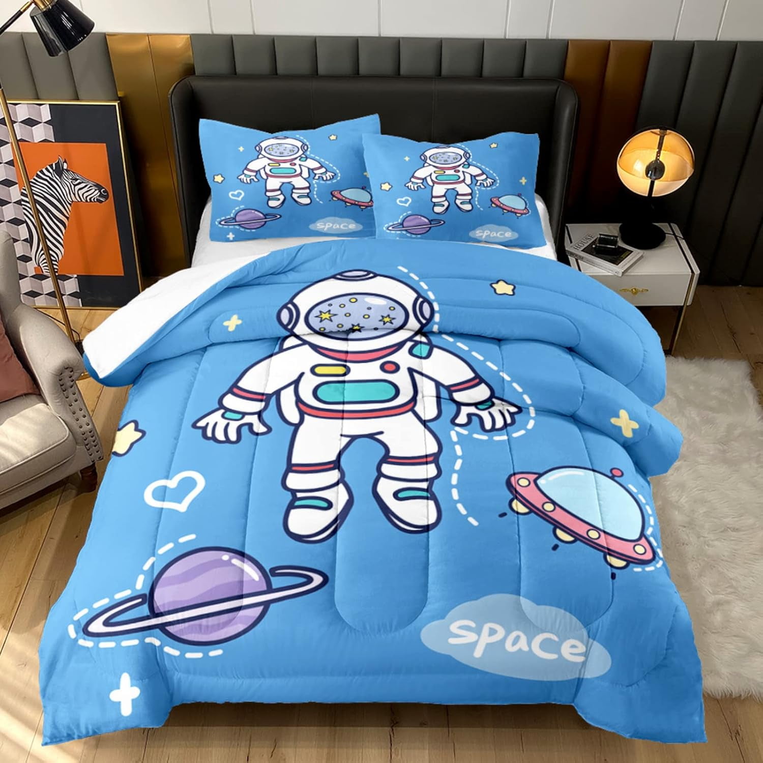 Outer Space Astronaut Planets Themed Bedding Set Cartoon Astronaut ...