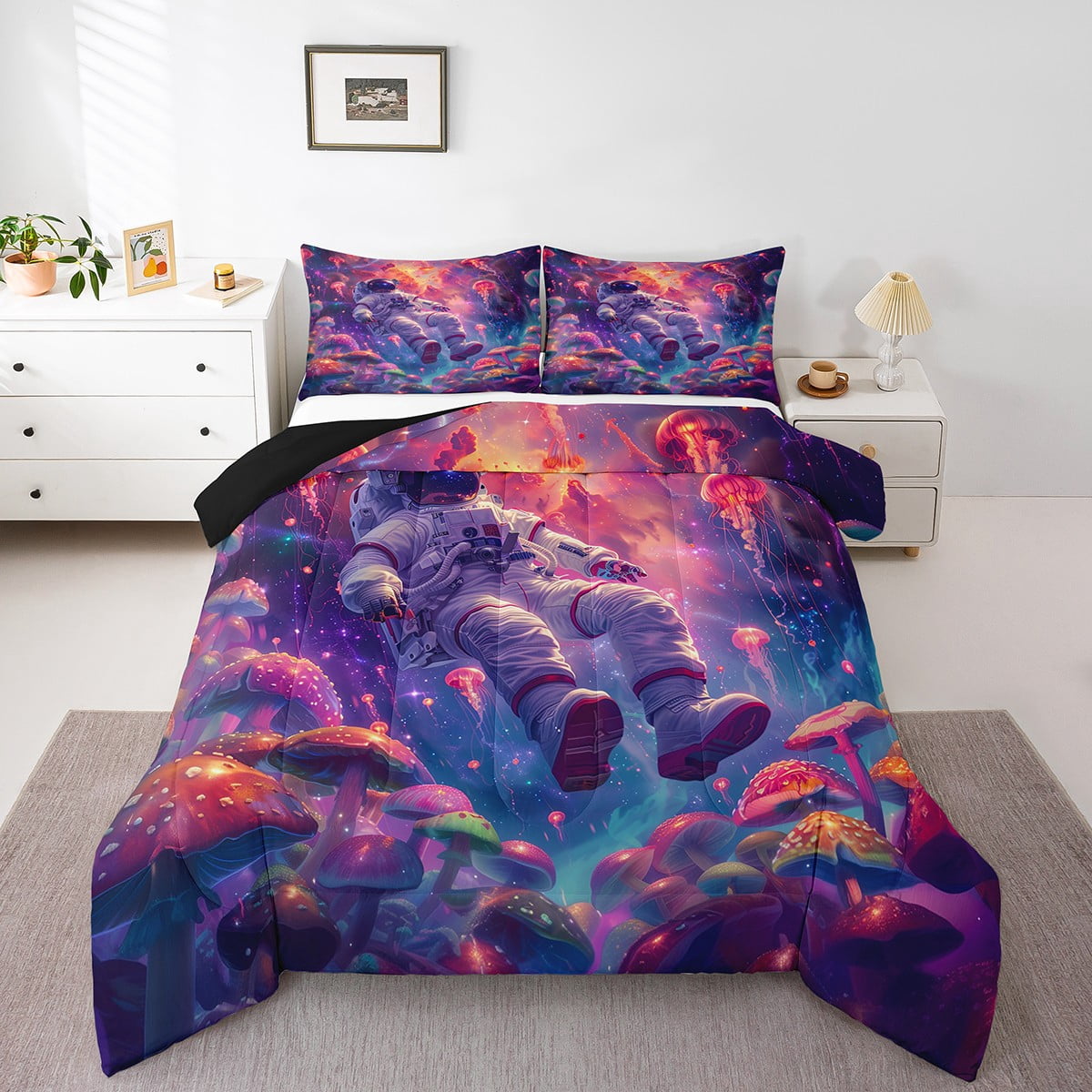 Outer Space Astronaut Bedding Set,Universe Galaxy Comforter Set Room ...