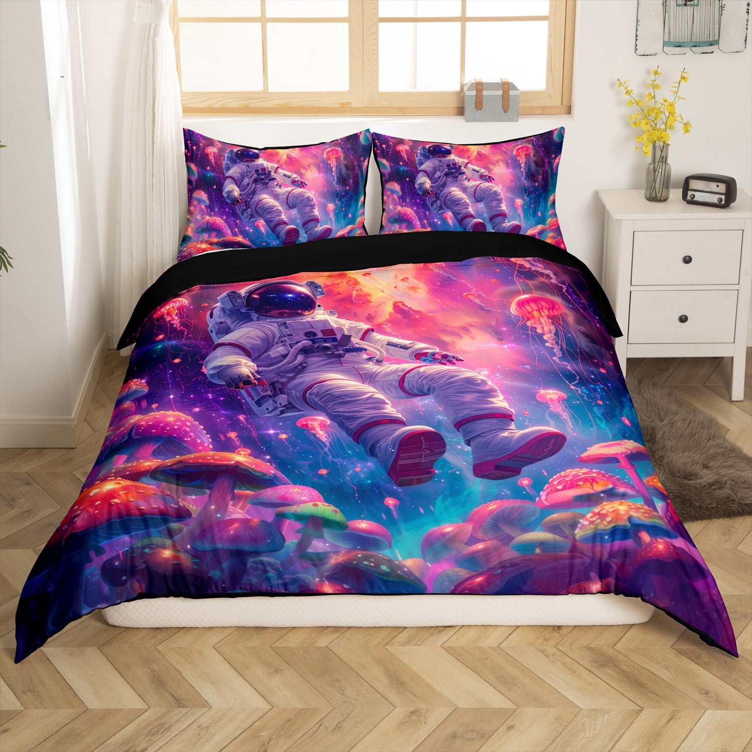 Outer Space Astronaut Bedding Set,Universe Galaxy Duvet Cover Room ...