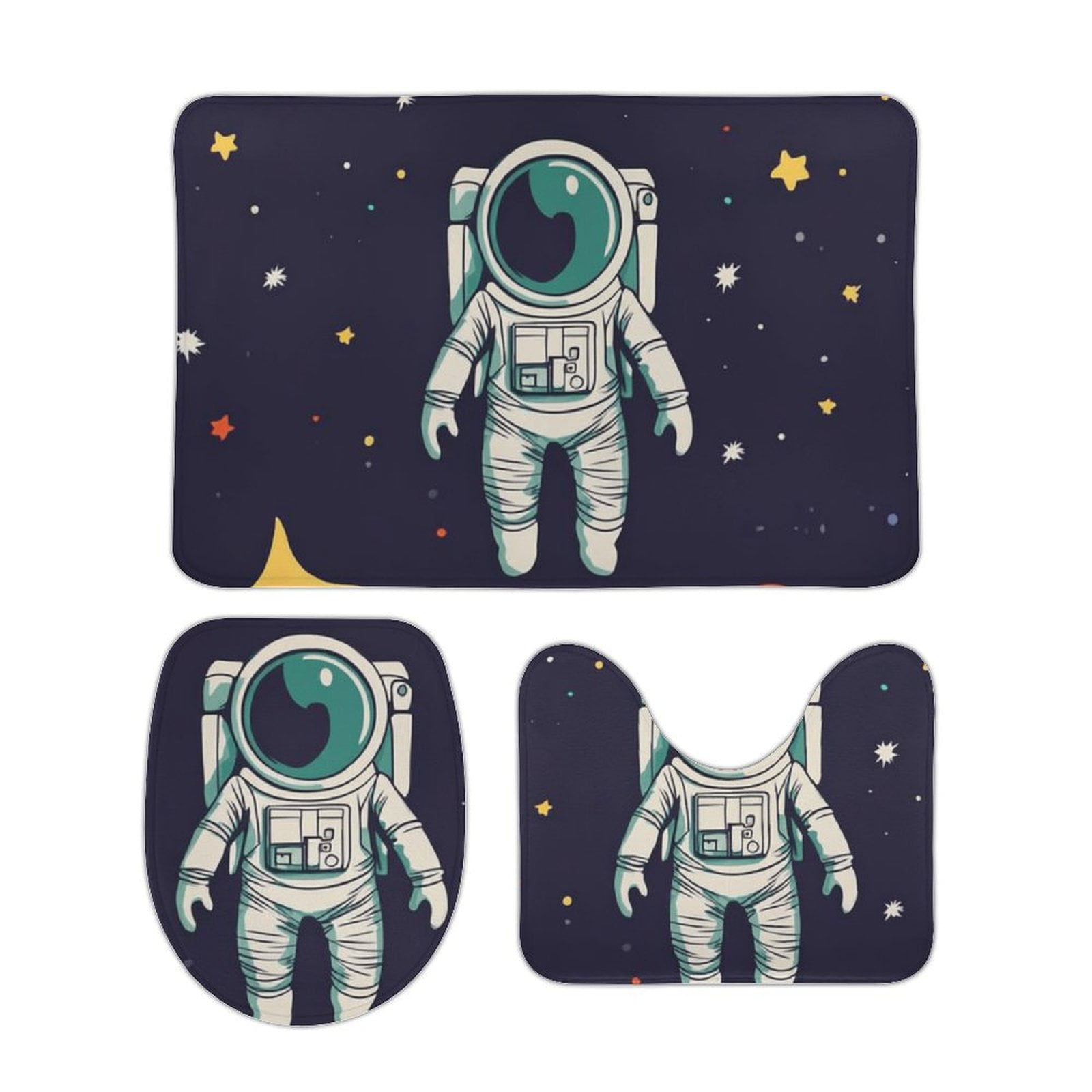 Outer Space Astronauts (3) Bathroom Mats Set 3-piece Bath Mats ...