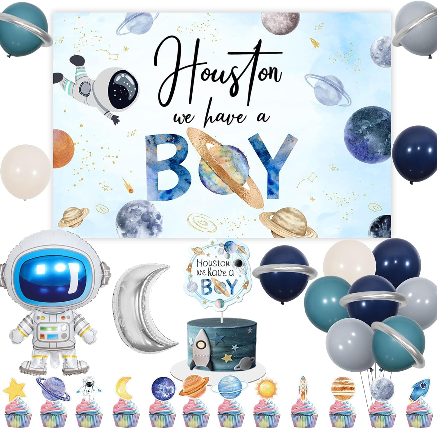Outer Space Baby Shower Decorations for Boy, Houston We Have a Boy Baby ...