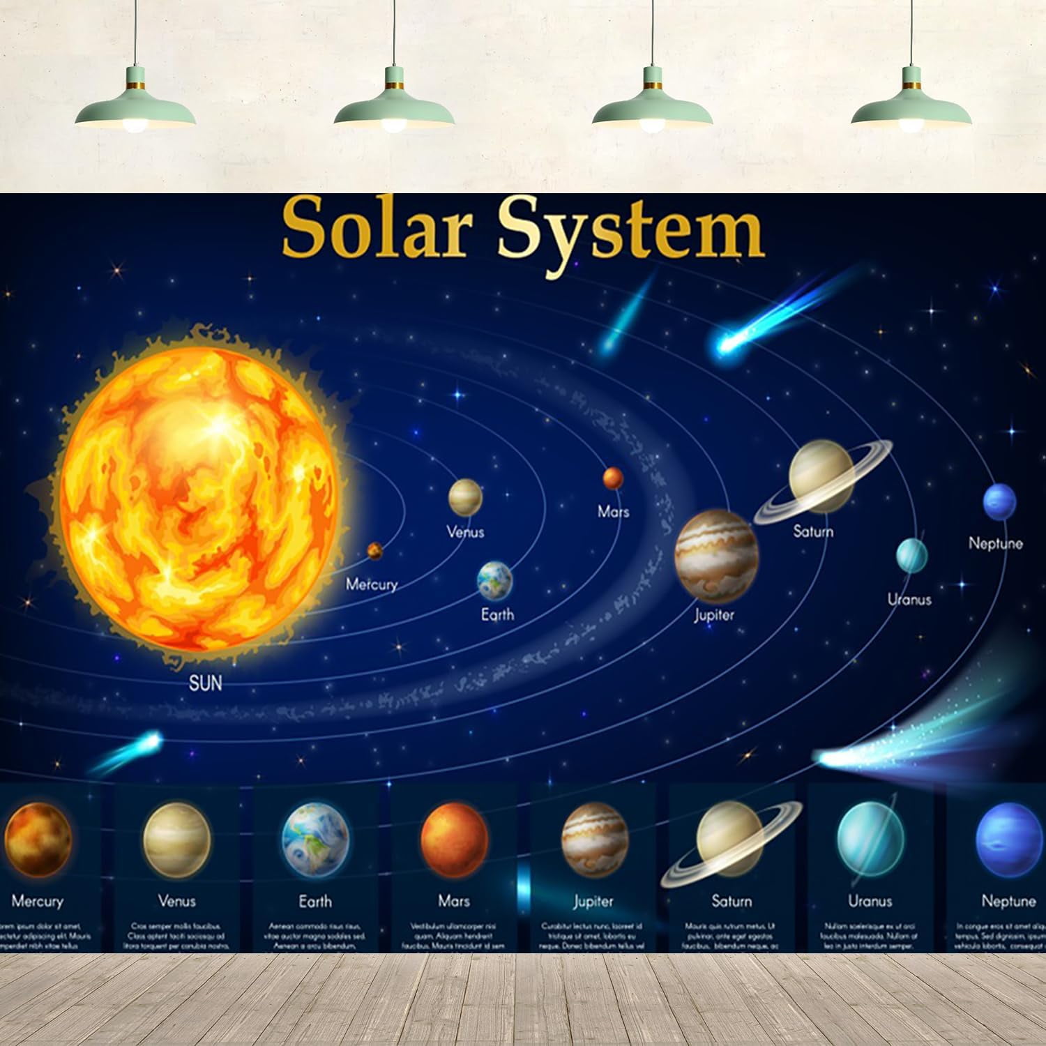 Outer Space Backdrop Blue Solar System Chart Planet Photography ...