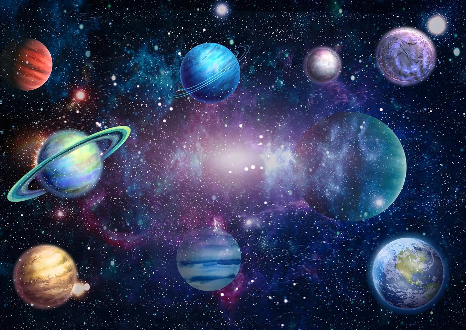 Outer Space Backdrop Galaxy Planet Party Backdrops Starry Theme Banner ...