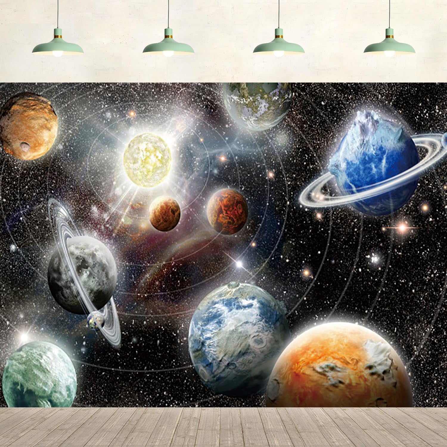 Outer Space Backdrop Nebula Large Planet Solar System Starry Galaxy ...