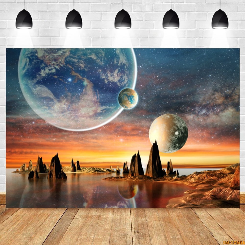 Outer Space Backdrop Universe Space Galaxy Earth Starry Sky Baby ...