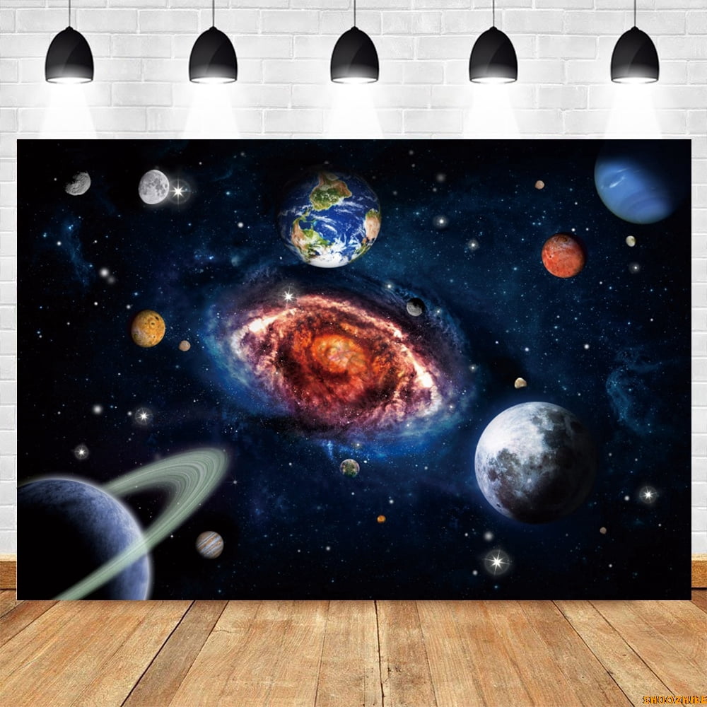 Outer Space Backdrop Universe Space Galaxy Earth Starry Sky Baby ...