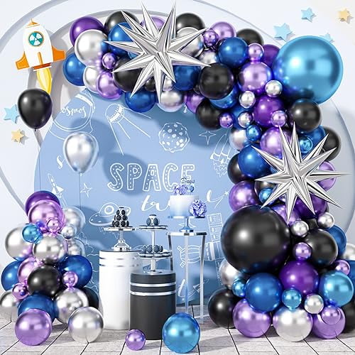 Outer Space Balloon Garland Arch Kit - Galaxy Theme Birthday Party ...