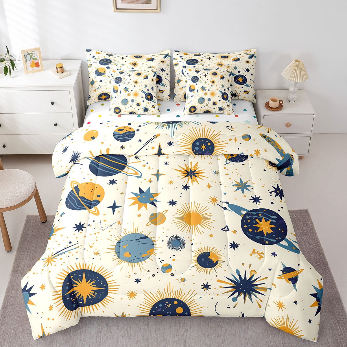 Outer Space Bed In A Bag Queen Galaxy Glitter Comforter Set Stars ...