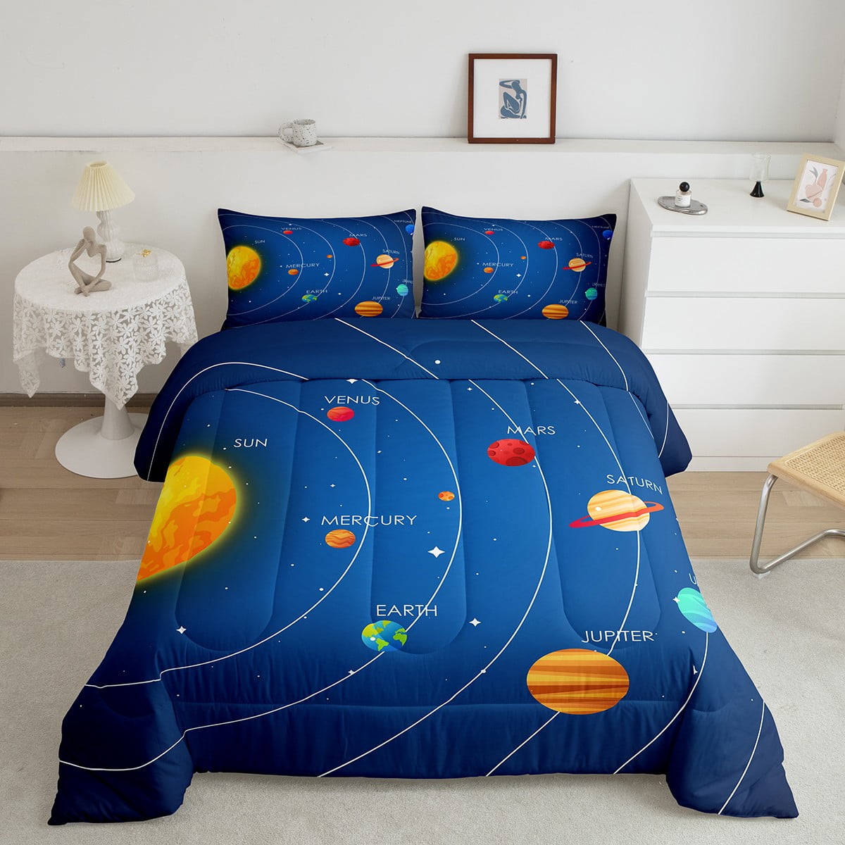 Outer Space Bedding Full Size Solar System Comforter Set Teens Universe ...