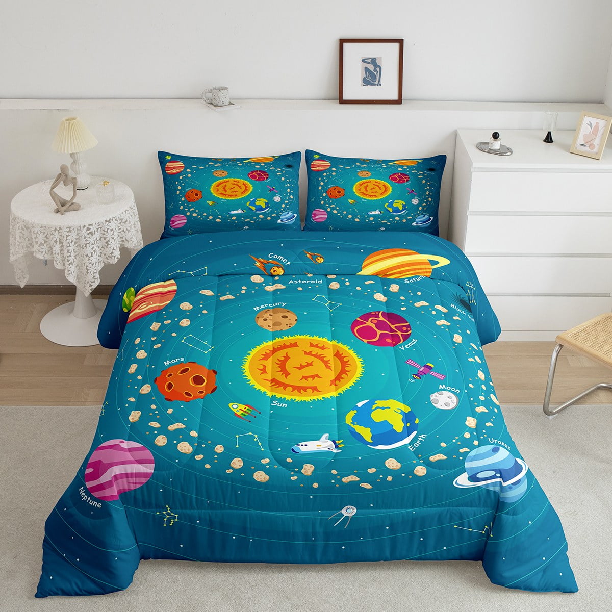 Outer Space Bedding Twin Size Cartoon Galaxy Bedding Comforter Sets ...