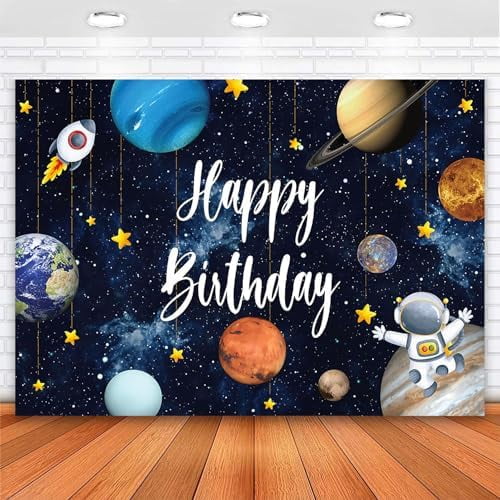 Outer Space Birthday Backdrop Astronaut Rocket Solar System Theme ...