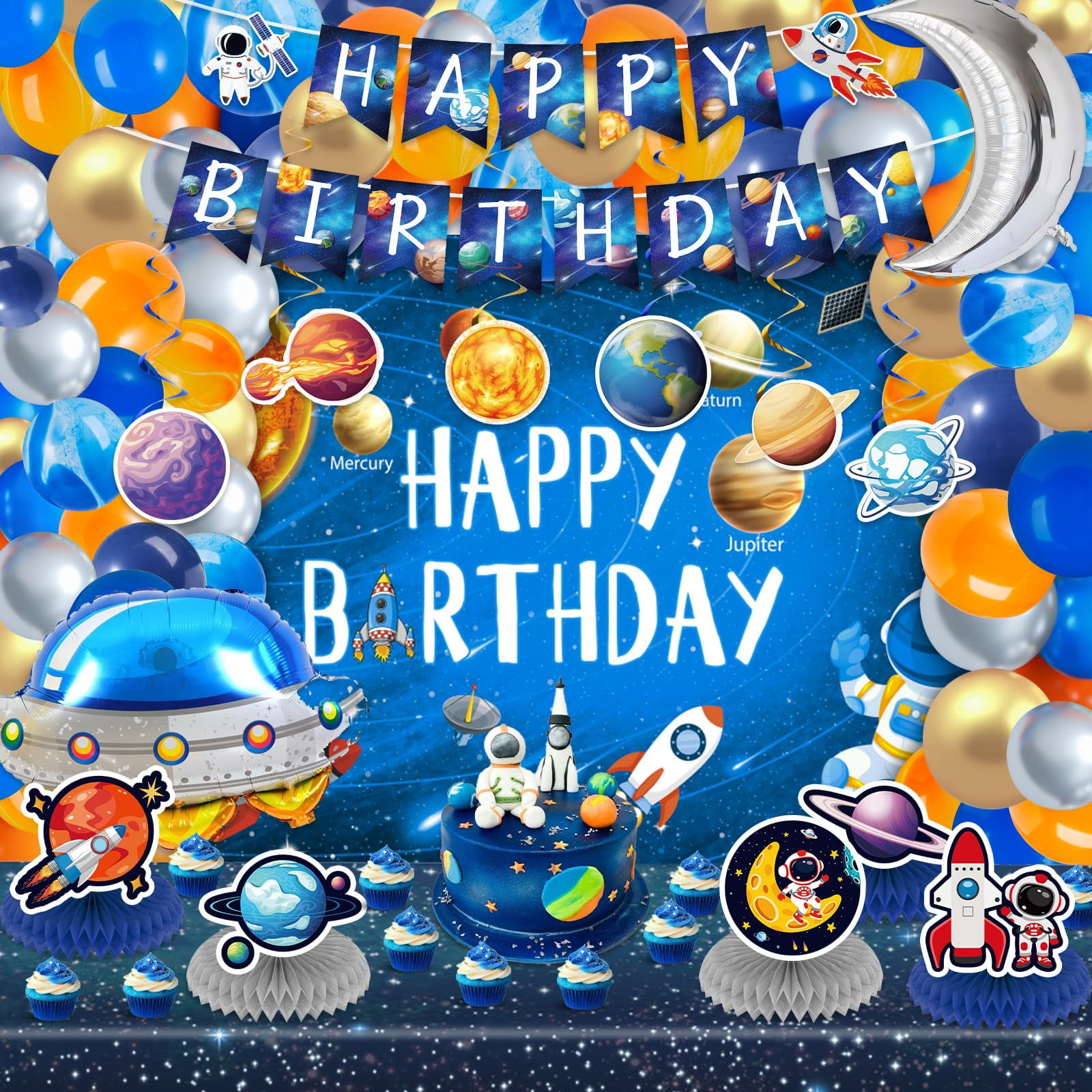 Outer Space Birthday Party Decorations for Kids Space Happy Birthday ...