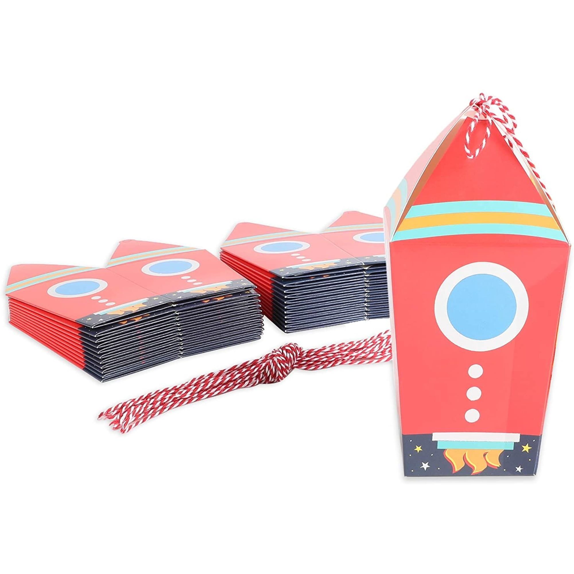 Outer Space Birthday Party Favor Boxes, Rocket Ship, Silver Foil (24 ...