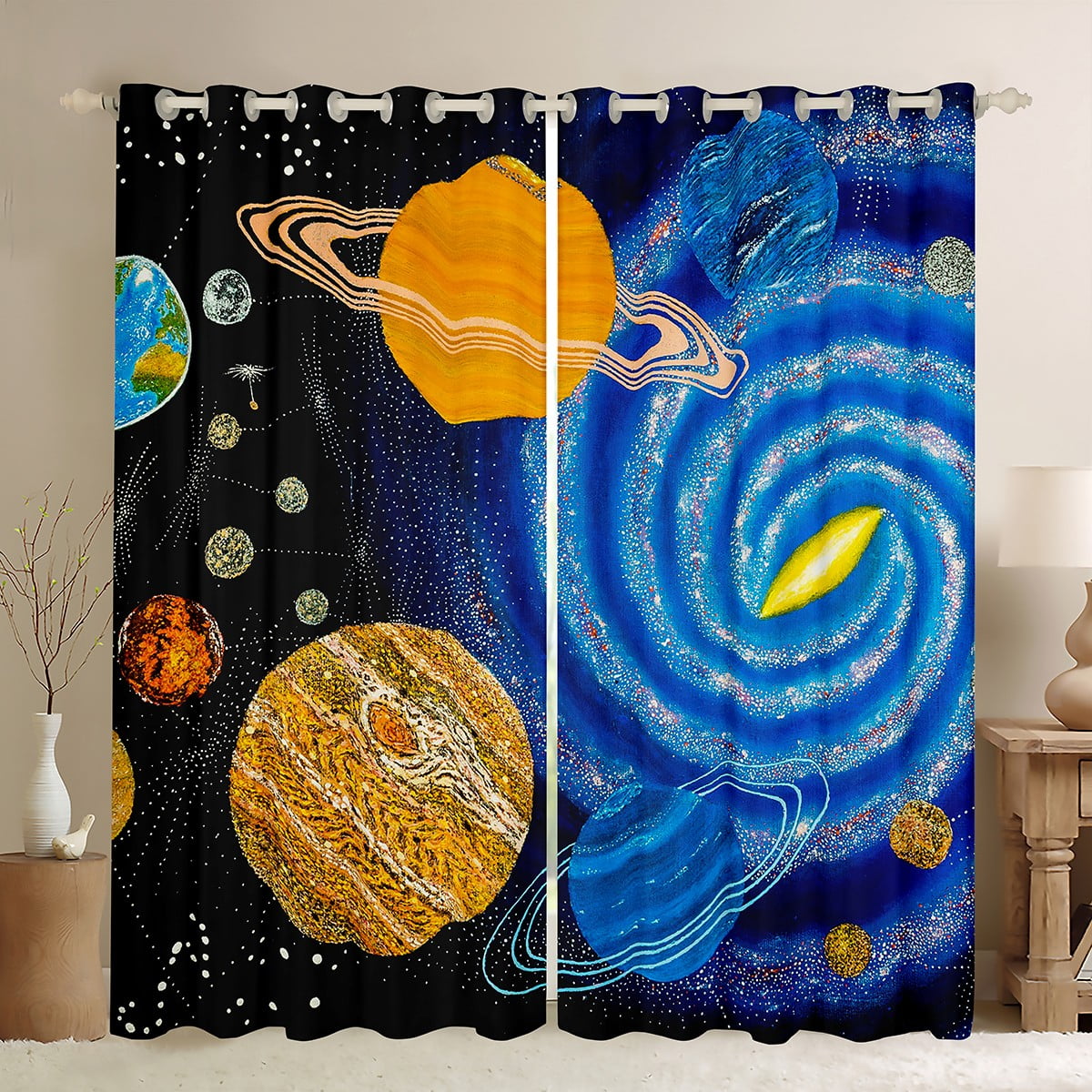 Outer Space 30%-50% Blackout Curtains Universe Themed Curtains Purple ...