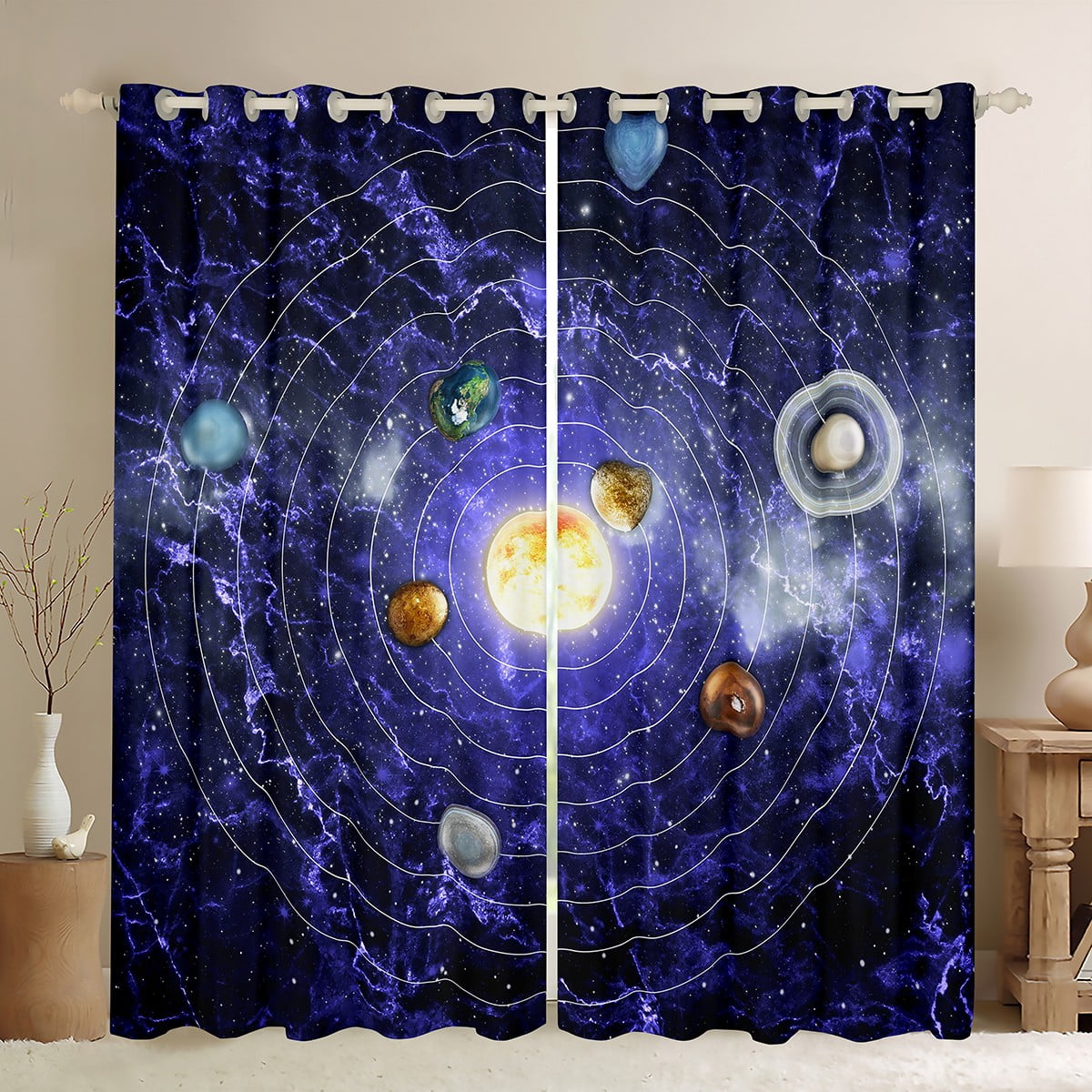 Outer Space Blackout Curtains for Boys Girls Universe Themed Curtains ...