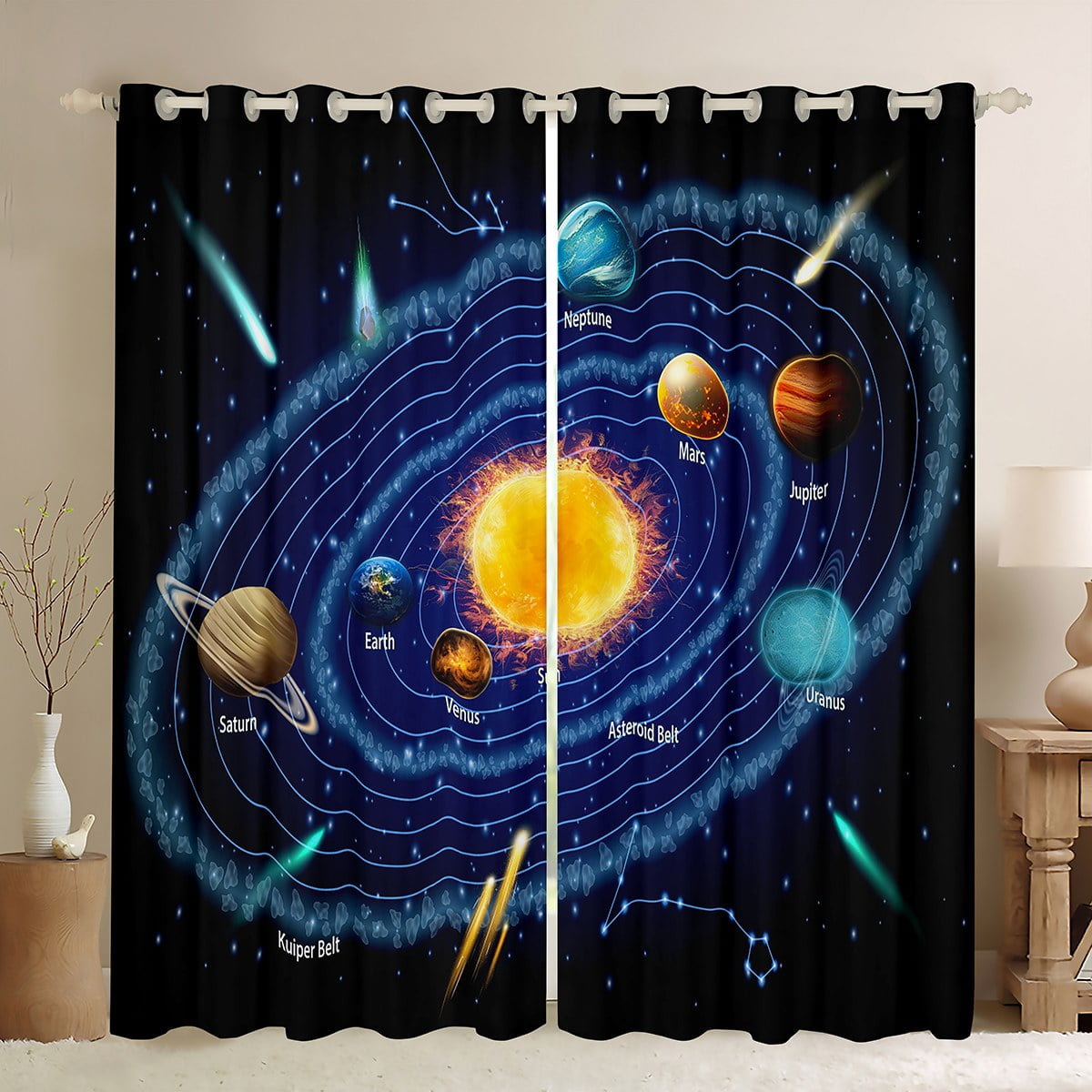 Outer Space Blackout Curtains Solar System Curtains for Girls Boys ...