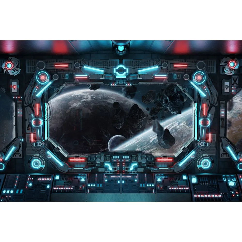 Outer Space Boys Birthday Photo Backdrop Universe Spacecraft Astronauts ...