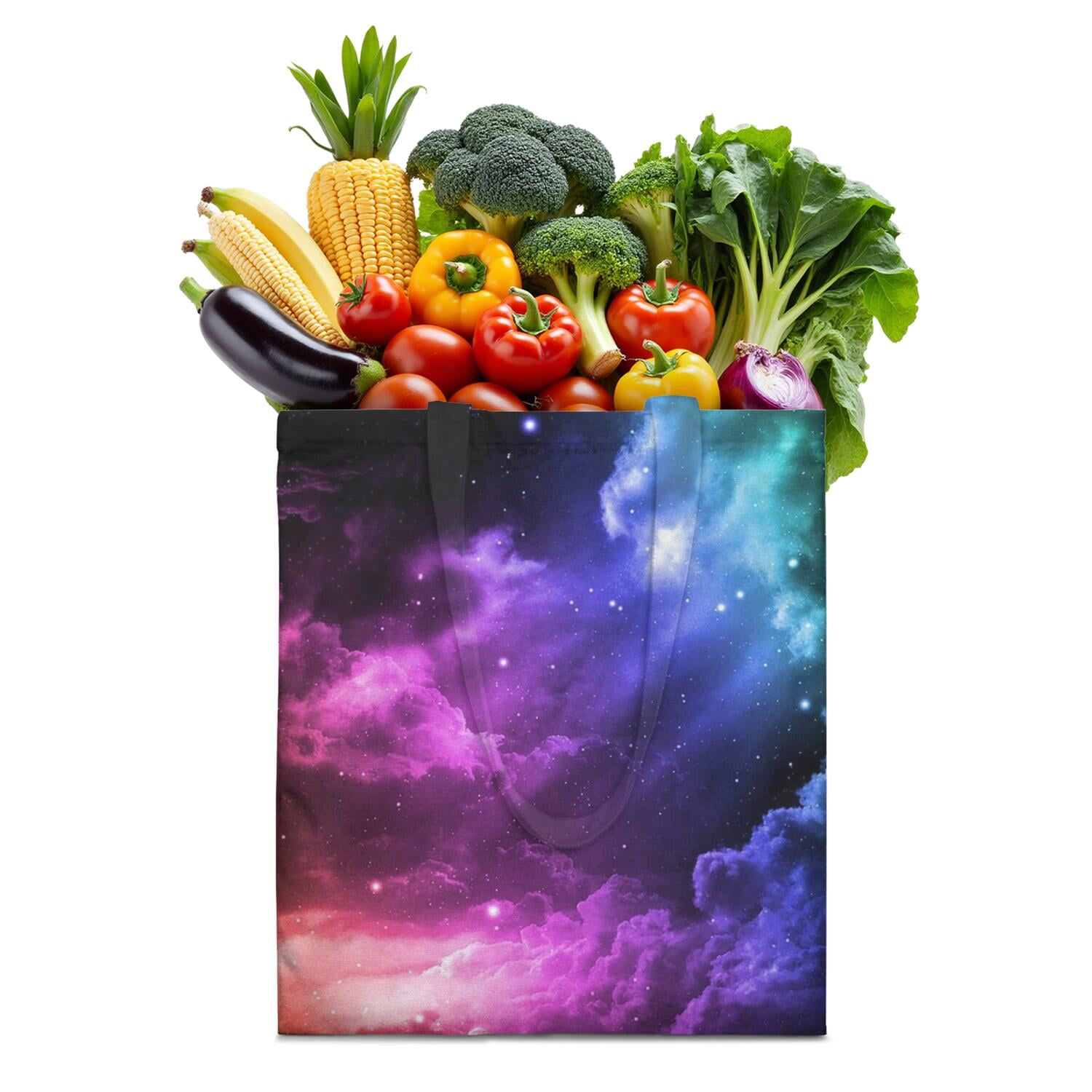 Outer Space Canvas Tote Bag – Spacecraft and Rocket Print Reusable Tote ...