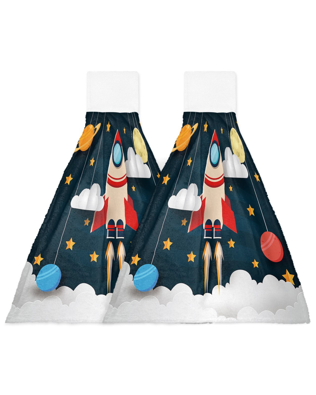 Outer Space Cartoon Cute Spaceship Rocket Hand Towel Wipe Dishcloths ...