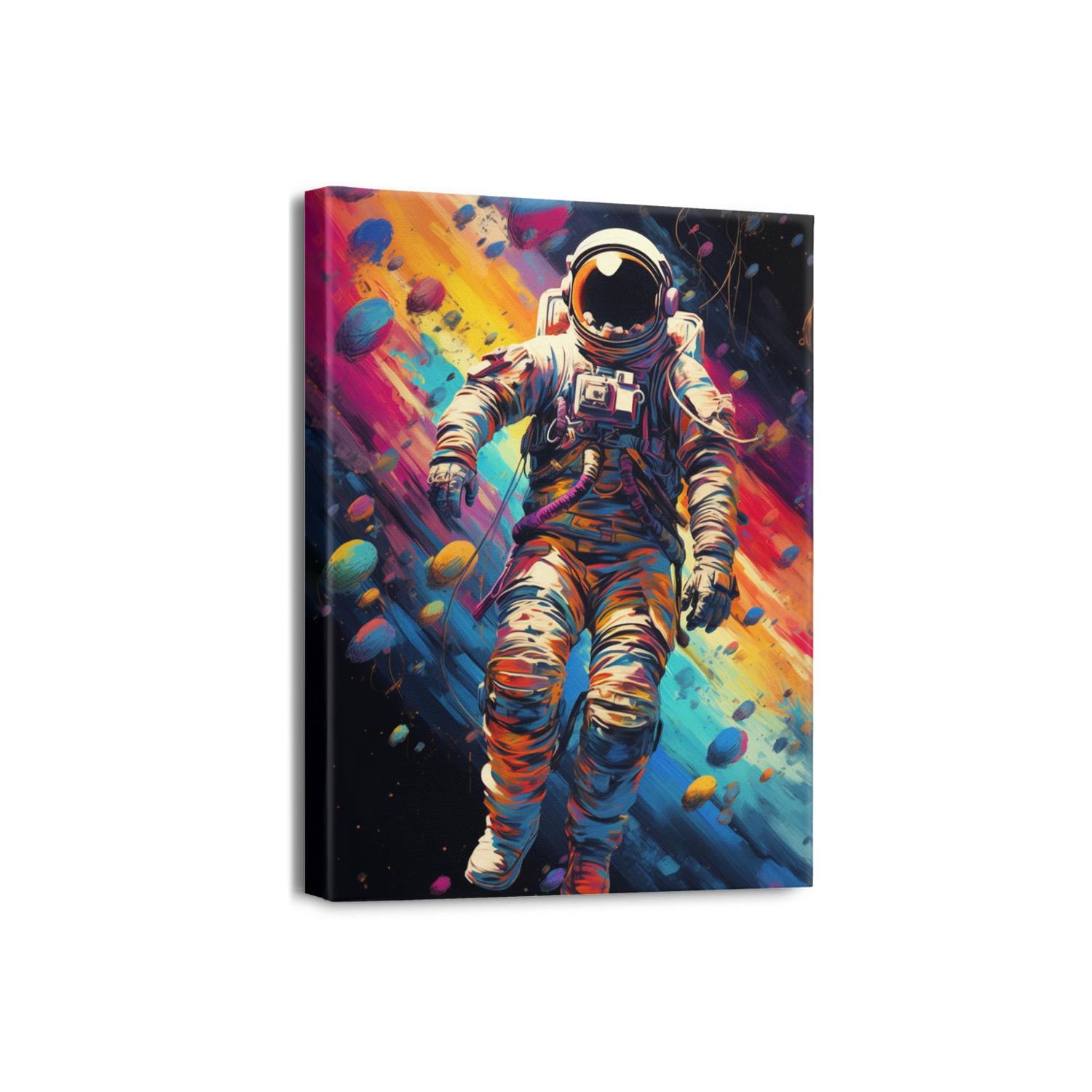 Outer Space Children Fun Fantasy Spaceman Wall Art - Funny Space Canvas ...