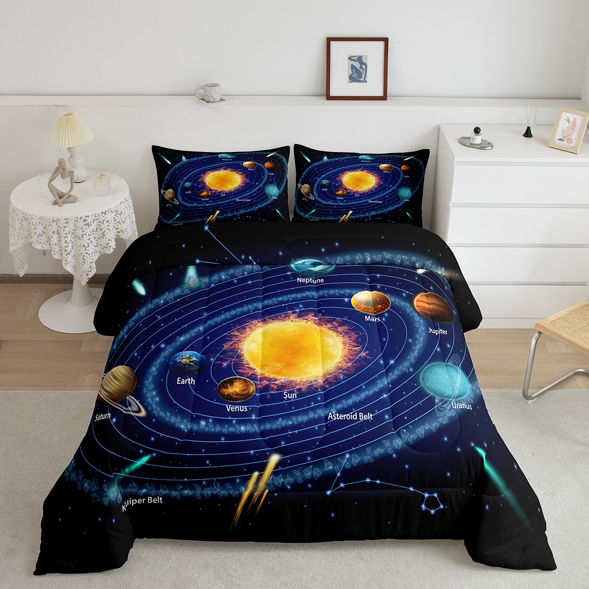 Outer Space Comforter Set Full Solar System Bedding for Girls Boys ...