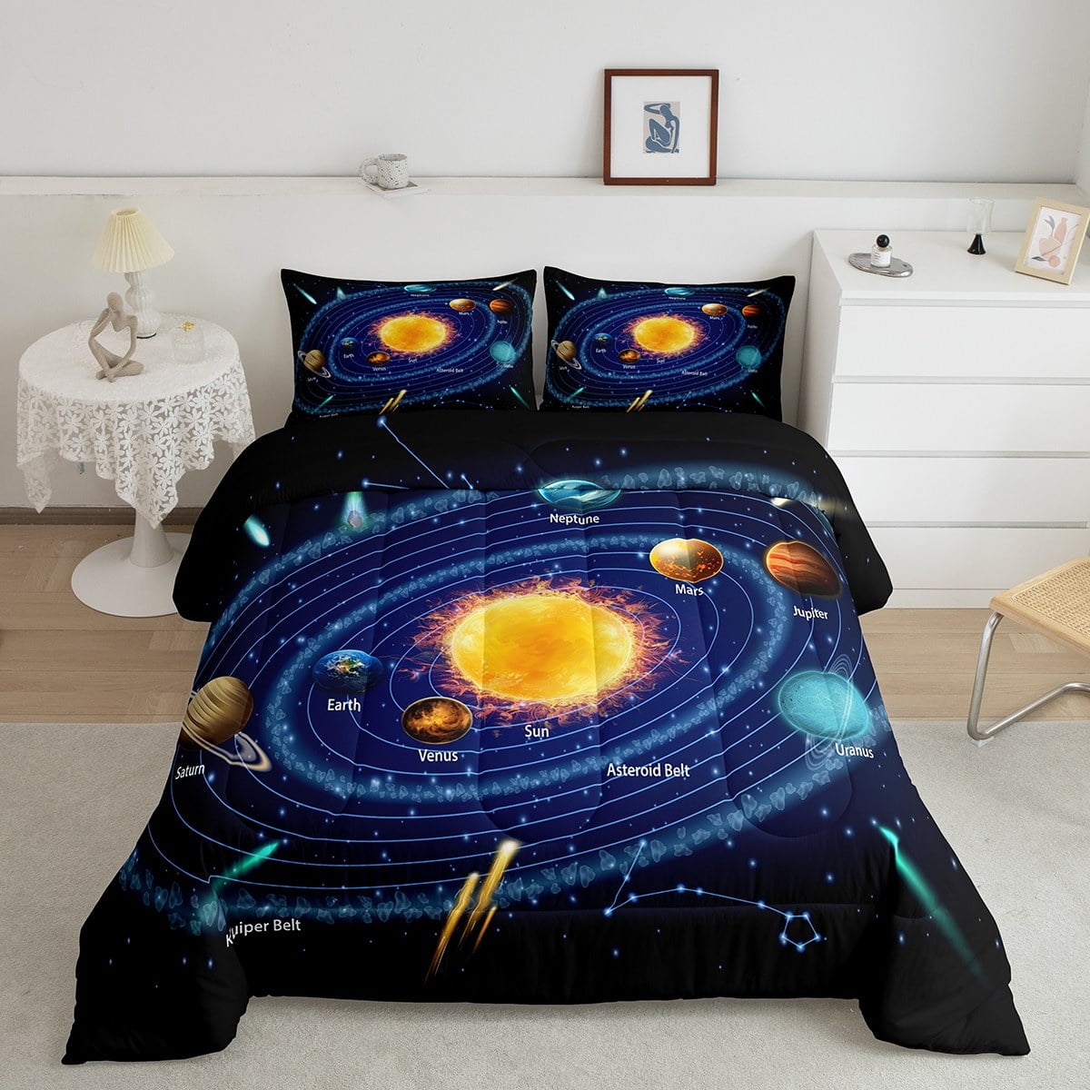 Outer Space Comforter Set King Solar System Bedding for Girls Boys ...