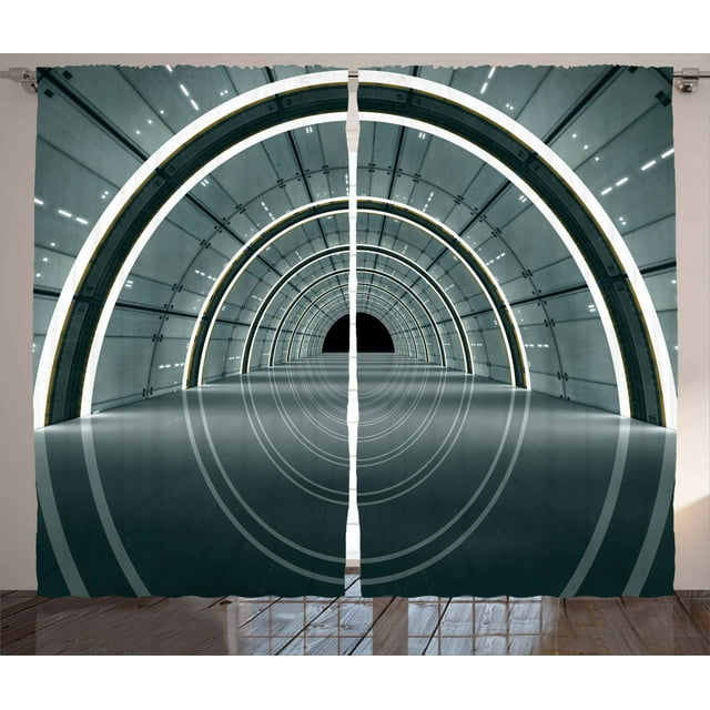 Outer Space Curtains 2 Panels Set, Science Fiction Theme 3D Design ...