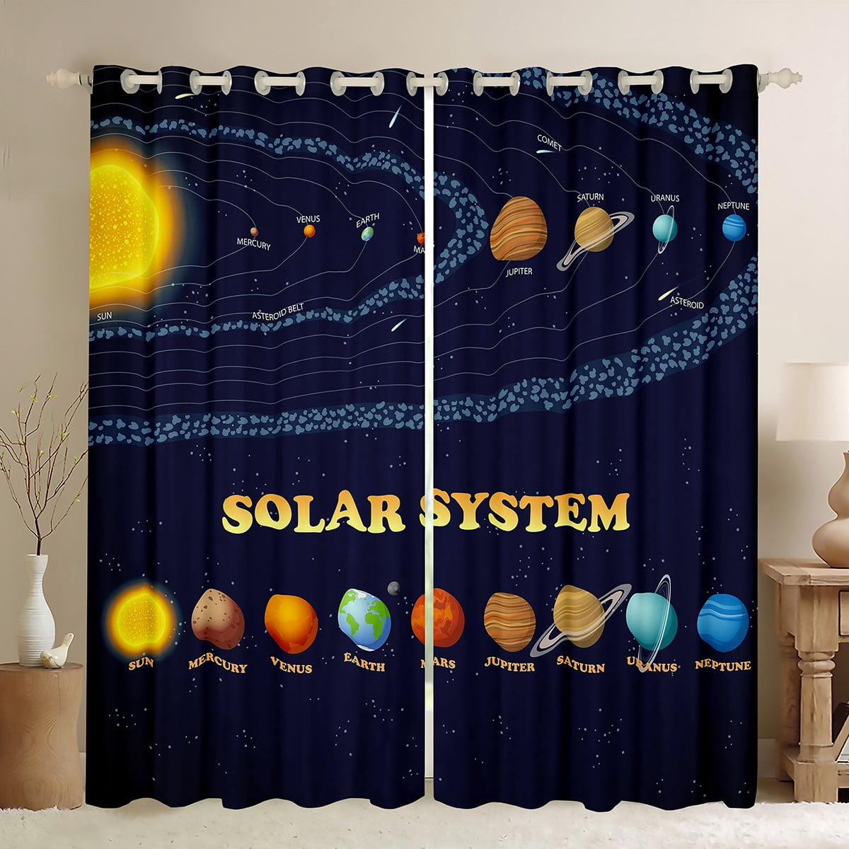 Outer Space Curtains Solar System Blackout Curtains,Galaxy Starry Sky ...