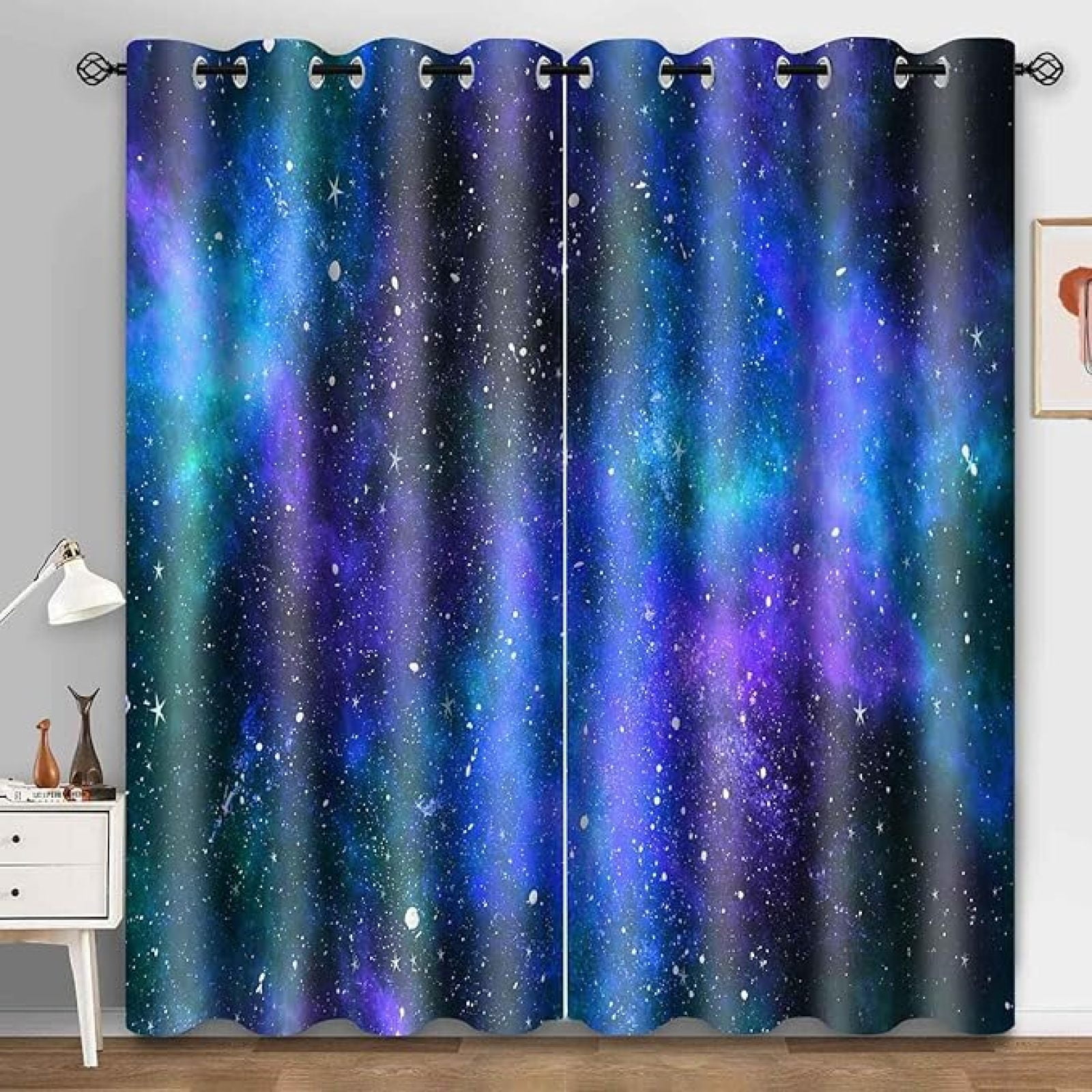 Outer Space Curtains Galaxy Blackout Curtain Nebula Universe Starry Sky ...
