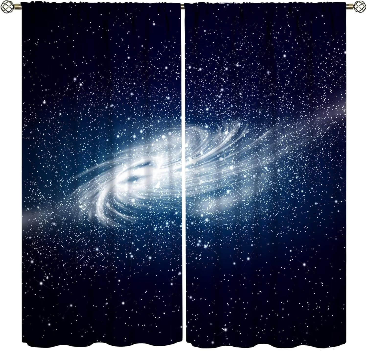 Outer Space Curtains Spiral Galaxy Stars Celestial Cosmos Universe Curtain with Rod Pocket for ...