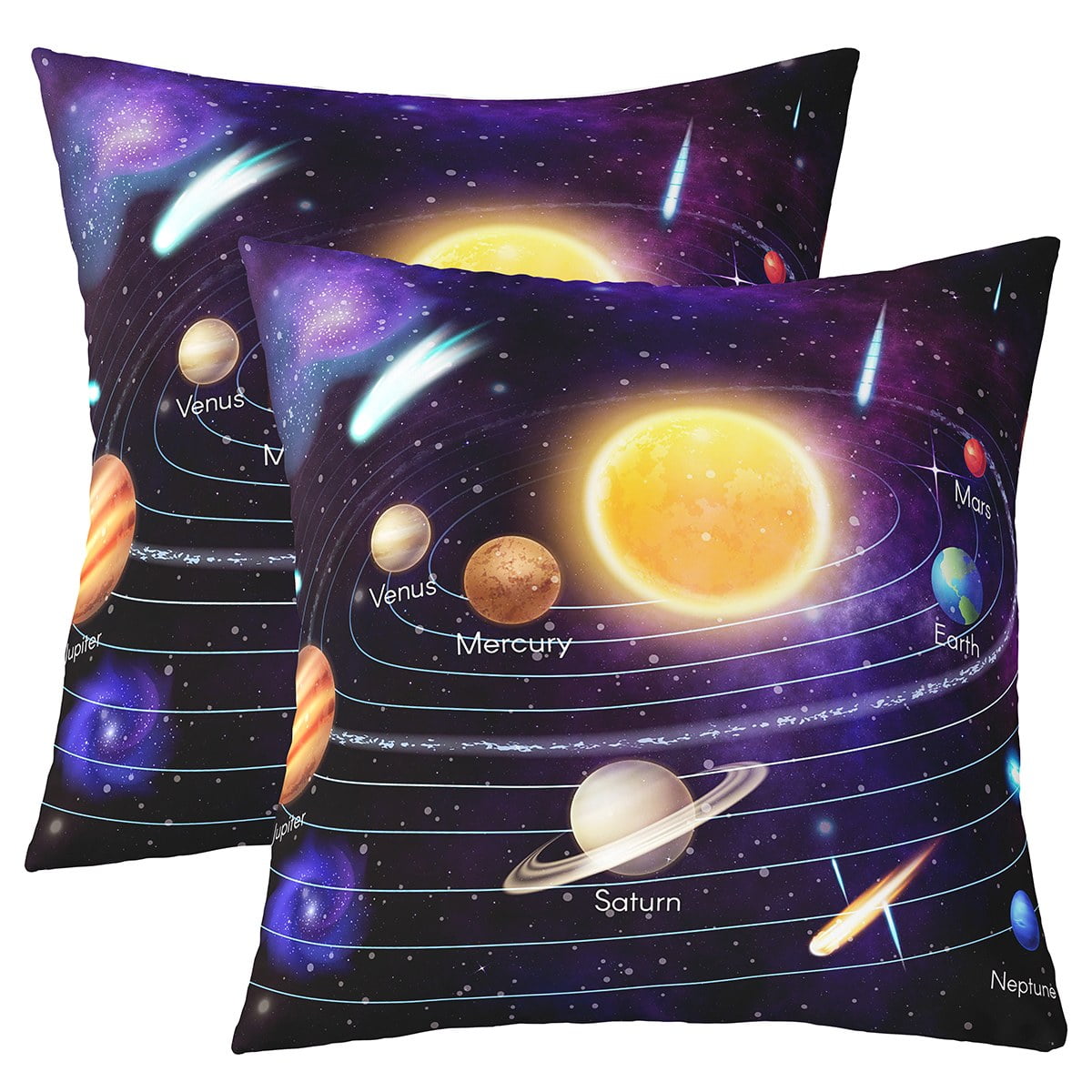 Outer Space Cushion Cases Set of 2 Starry Sky Galaxy Pillow Covers ...