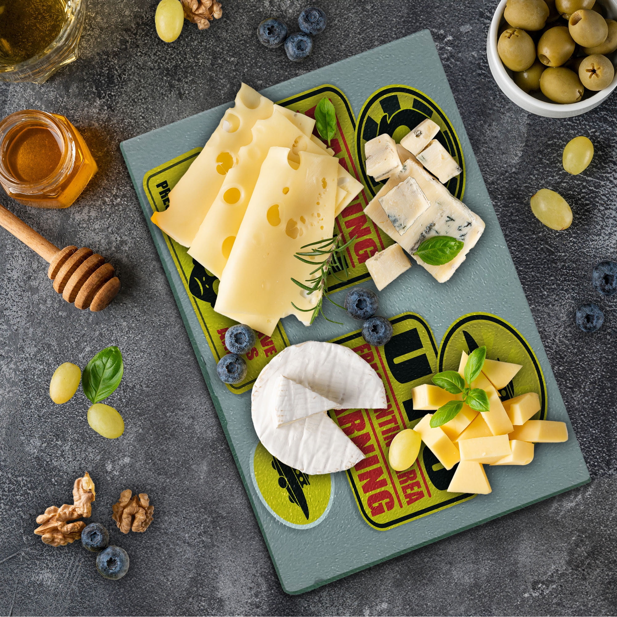 Outer Space Cutting Board, Warning Alien Ufo Sign Face of Martian ...