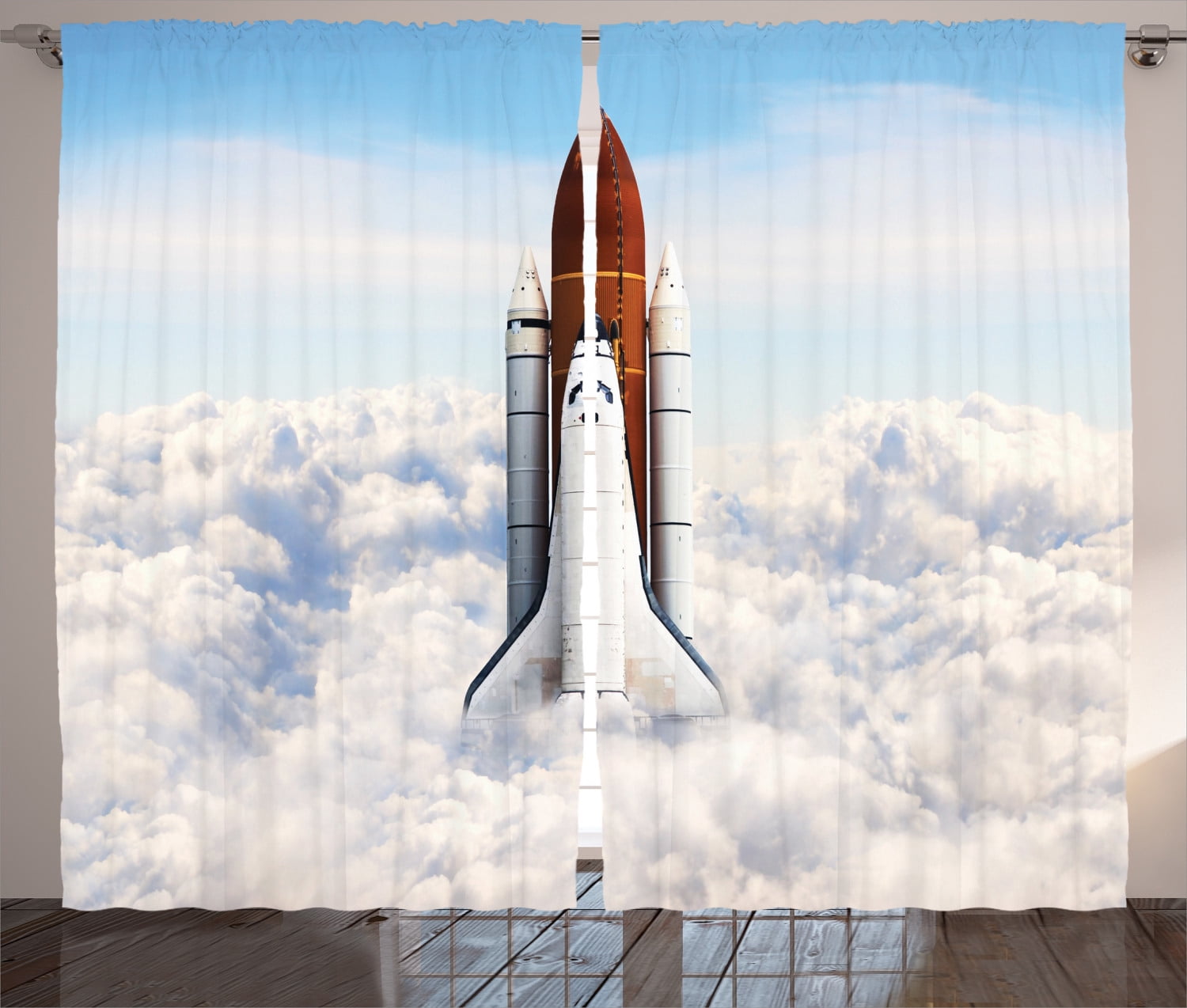 Ambesonne Outer Space Curtains 2 Panel Set, Spaceman Planet, 108" x 90 ...
