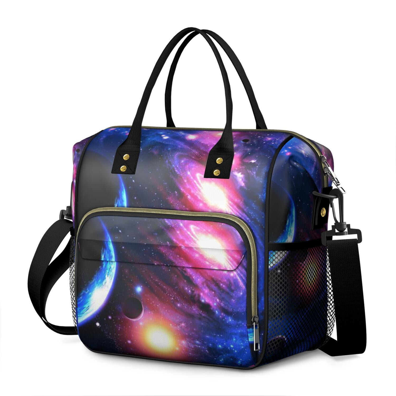 Outer Space Dream Insulated Lunch Box – Leakproof Dual Compartment Cooler Tote with Galaxy and ...