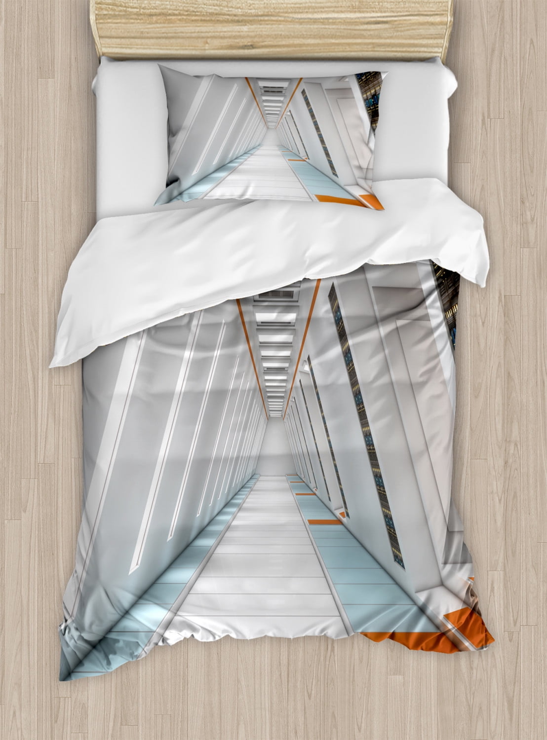 Outer Space Duvet Cover Set, Architecture of Spacecraft Rocket Travel ...