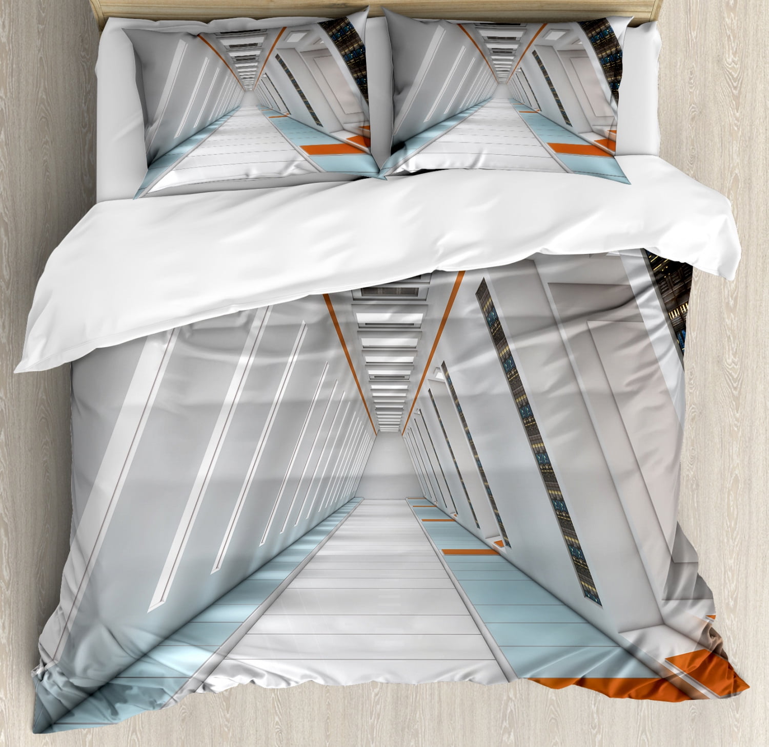 Outer Space Duvet Cover Set, Architecture of Spacecraft Rocket Travel ...