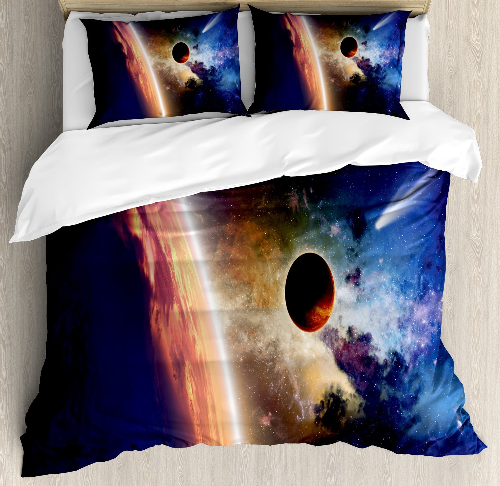 Outer Space Duvet Cover Set, Comet Approaches Vibrant Planet Scientific ...