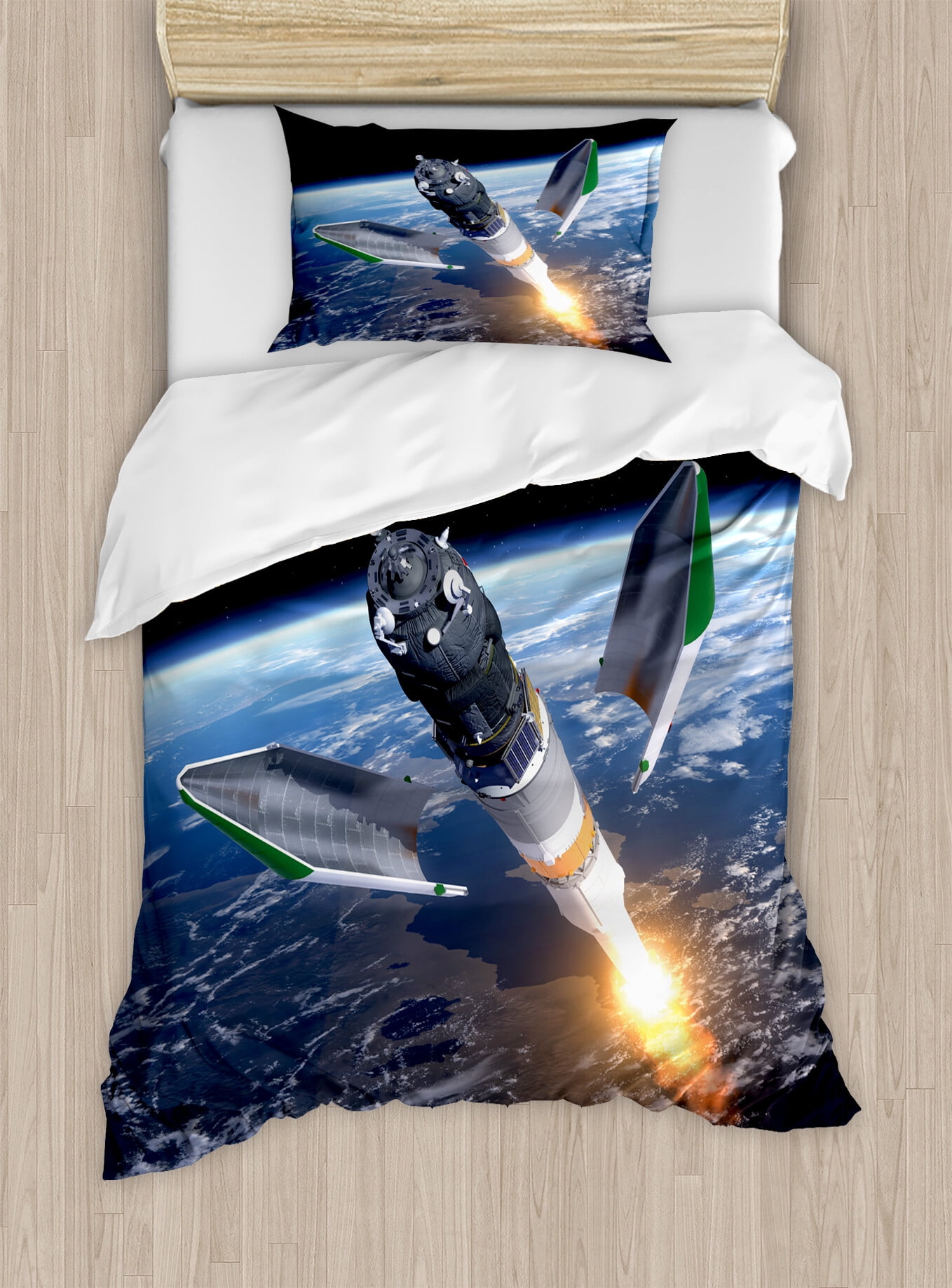 Outer Space Duvet Cover Set, Launch of Cargo Spacecraft in Progress ...
