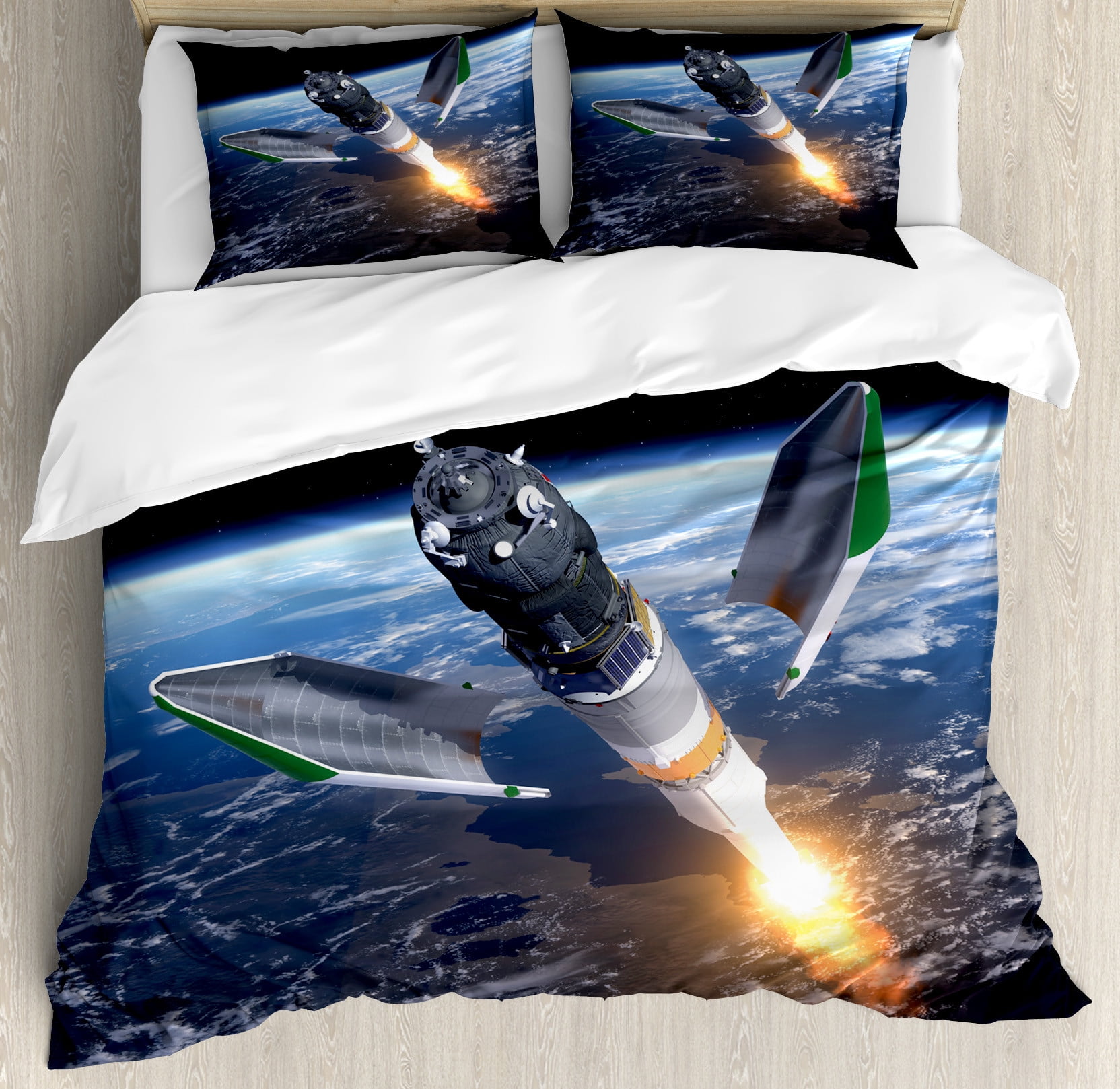 Outer Space Duvet Cover Set, Launch of Cargo Spacecraft in Progress ...